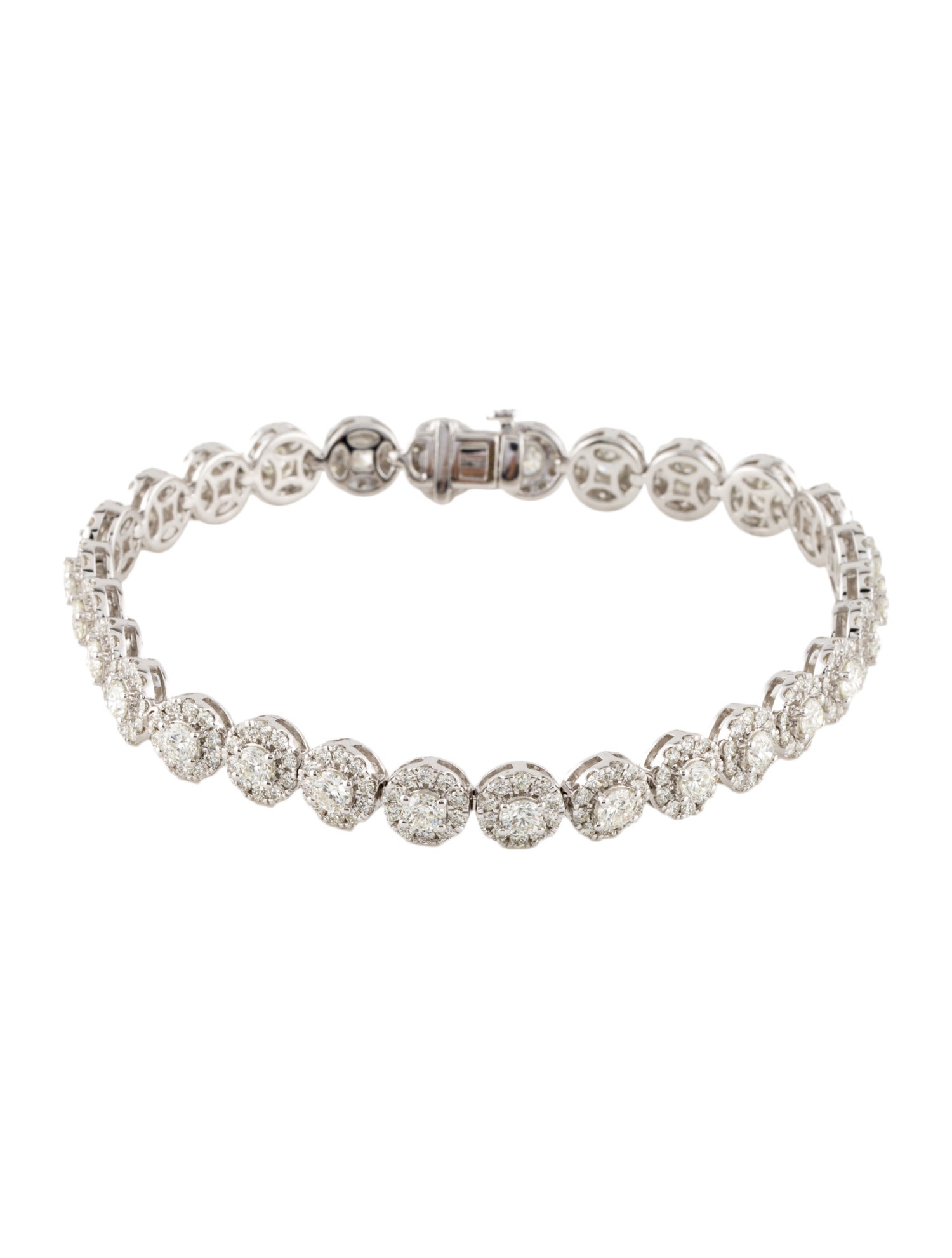 Marchesa 14K 7.00ctw Diamond Circle Tennis Bracelet - Rhodium-Plated 14K White Gold Link ...