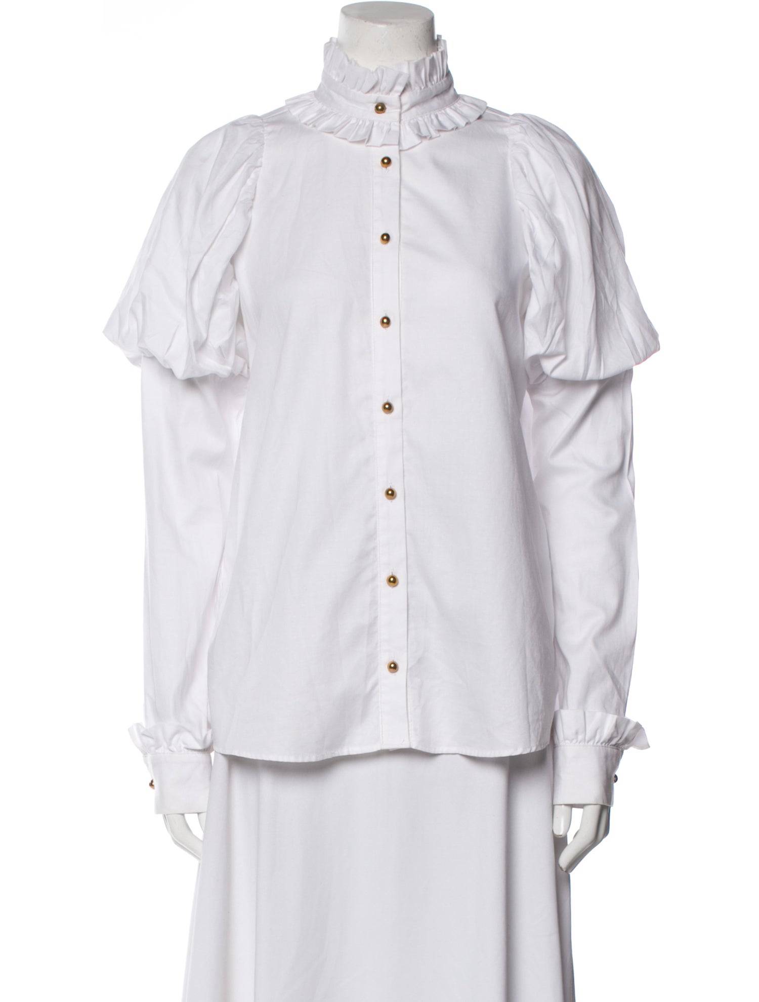 Macgraw Mock Neck Long Sleeve Button-Up Top - White Tops, Clothing ...