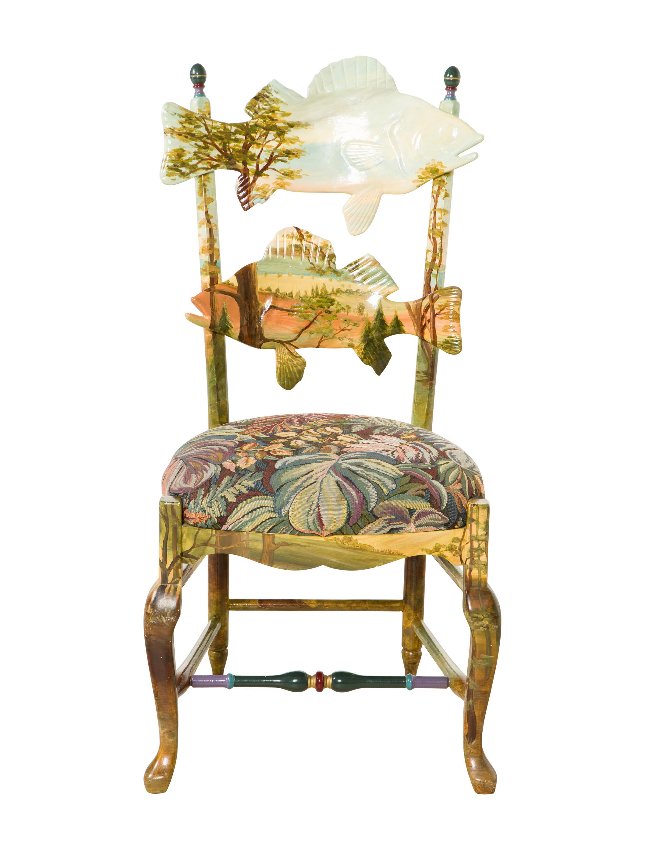 MacKenzie-Childs Forest Fish Side Chair - Green Seating, Furniture ...