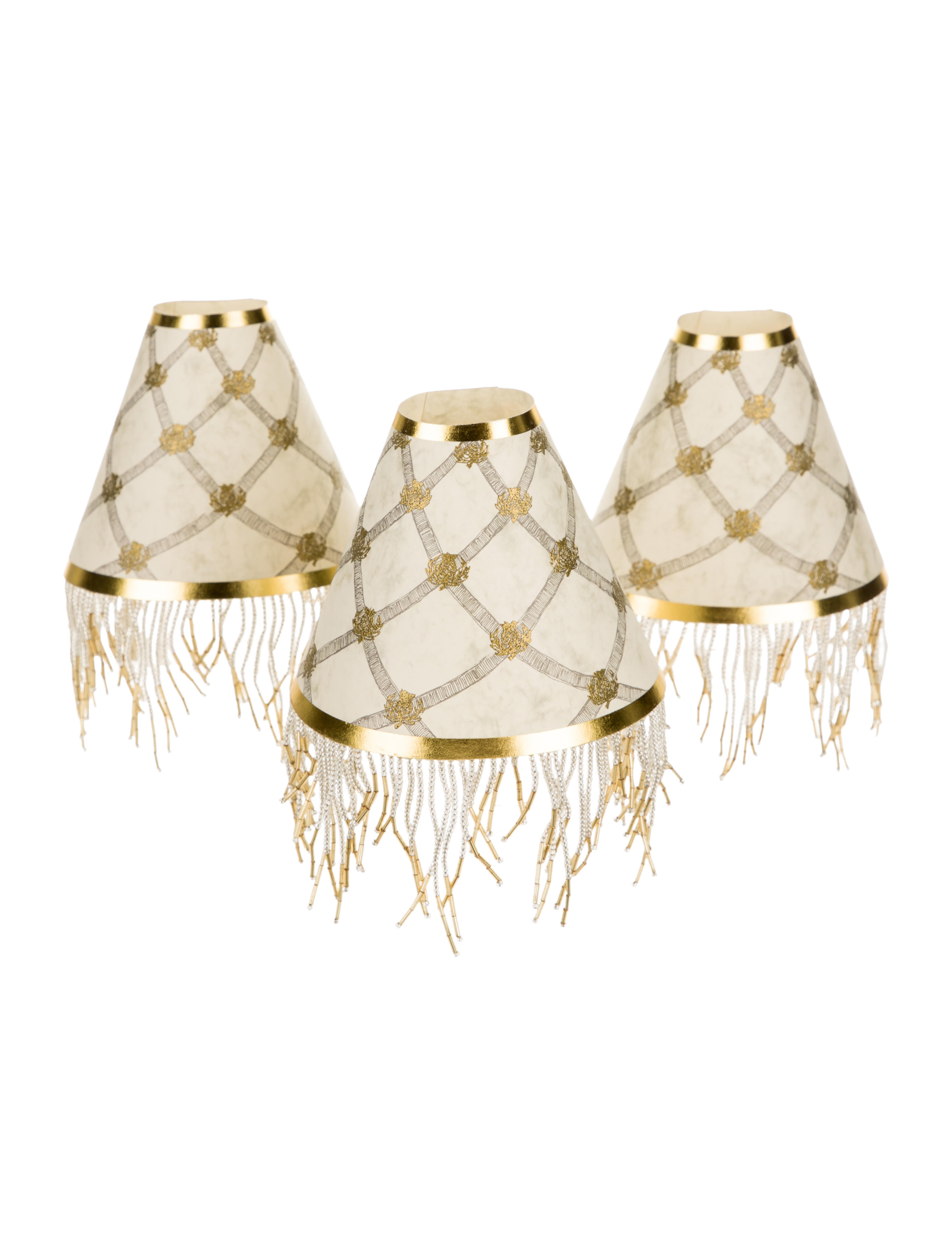 MacKenzie-Childs Set of 3 Vintage Back Hall Paper Lamp Shades - Gold, 3 ...