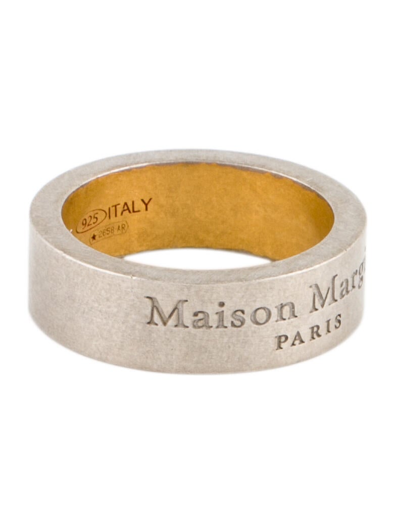 Maison Margiela Logo Band Ring - Sterling Silver Band, Rings - MAI76119 ...