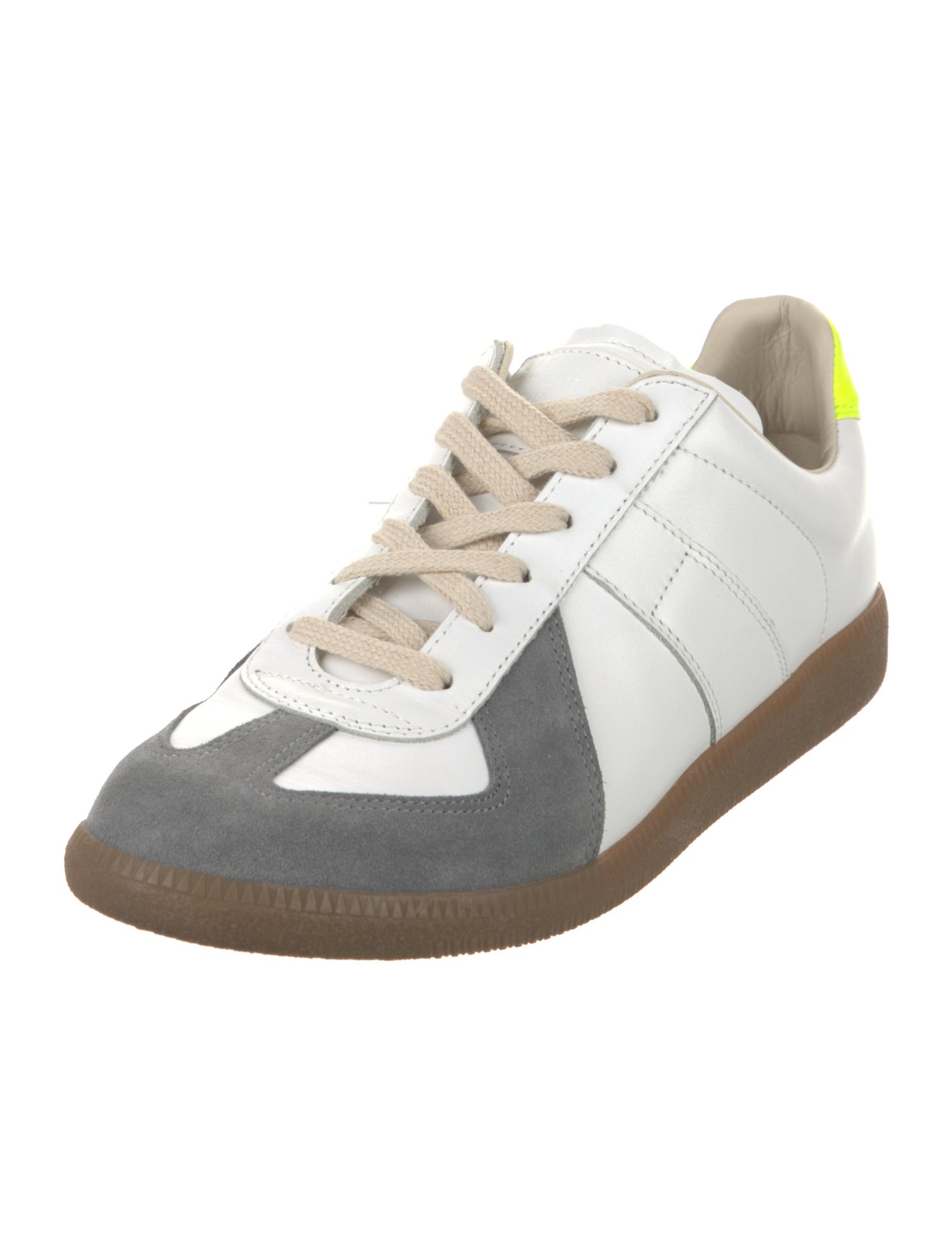 Maison Margiela Leather Colorblock Pattern Sneakers - White Sneakers ...