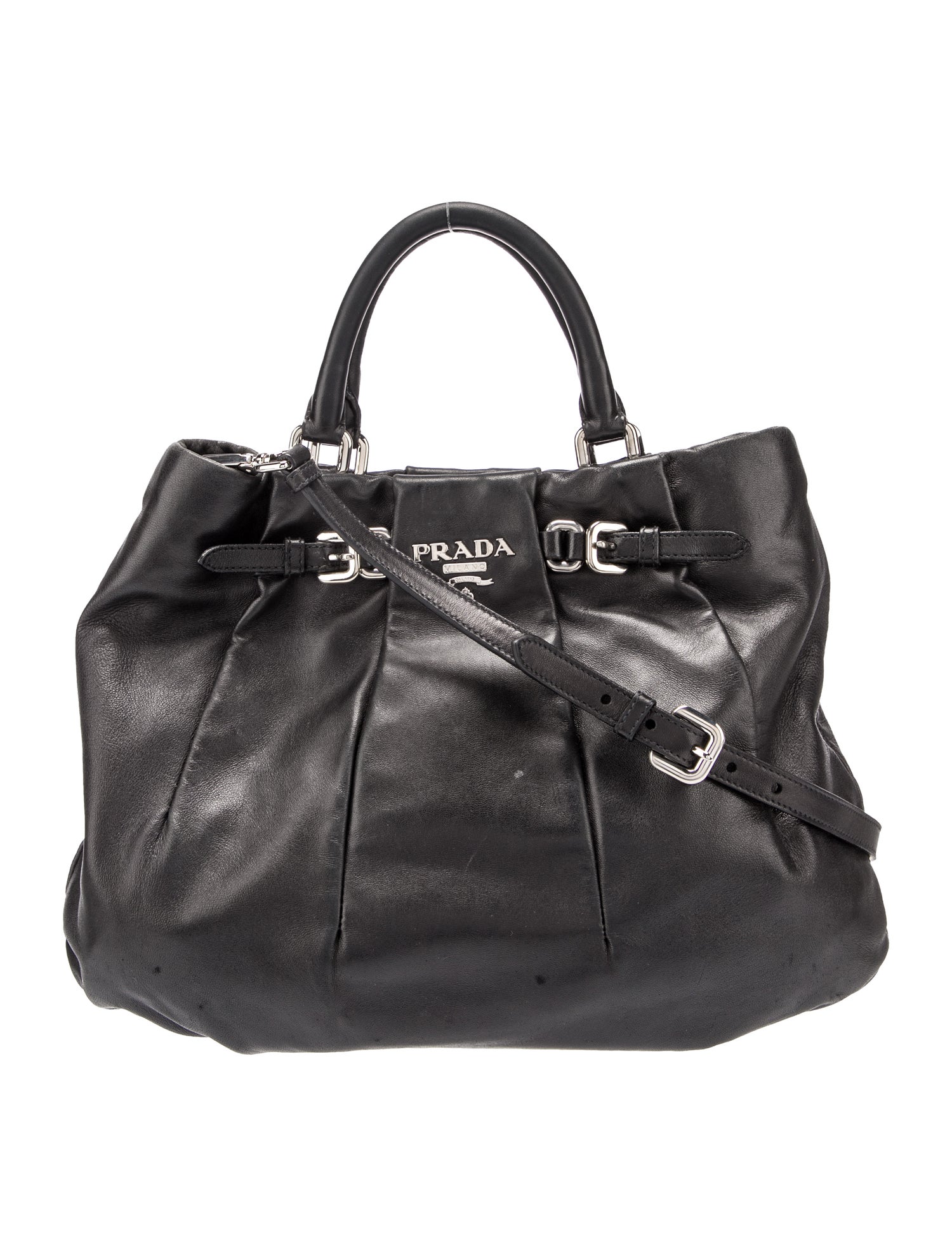 Prada Nappa Leather Top Handle Bag - Black Handle Bags, Handbags ...