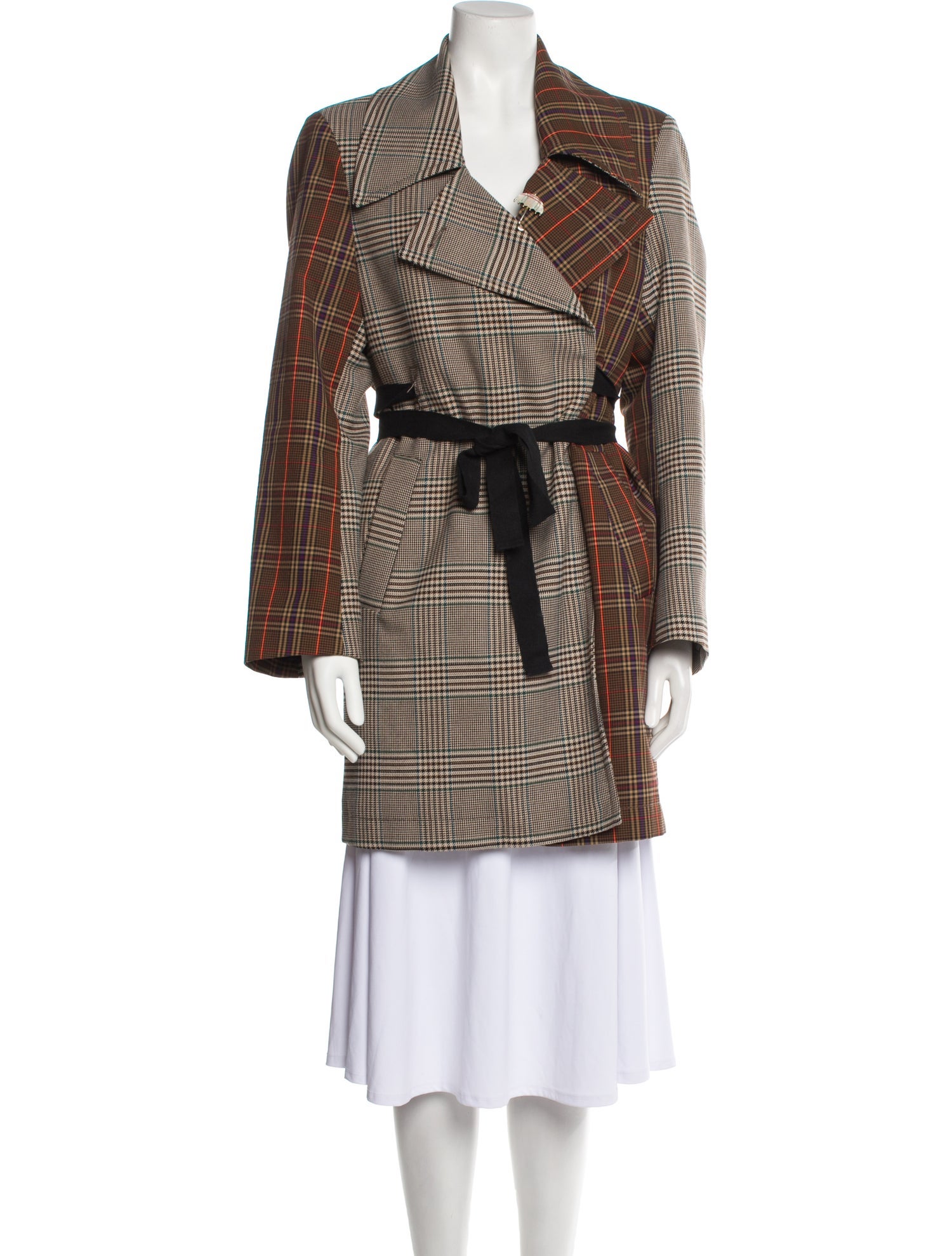 Maison Margiela Plaid Print Peacoat - Brown Coats, Clothing - MAI97011 ...