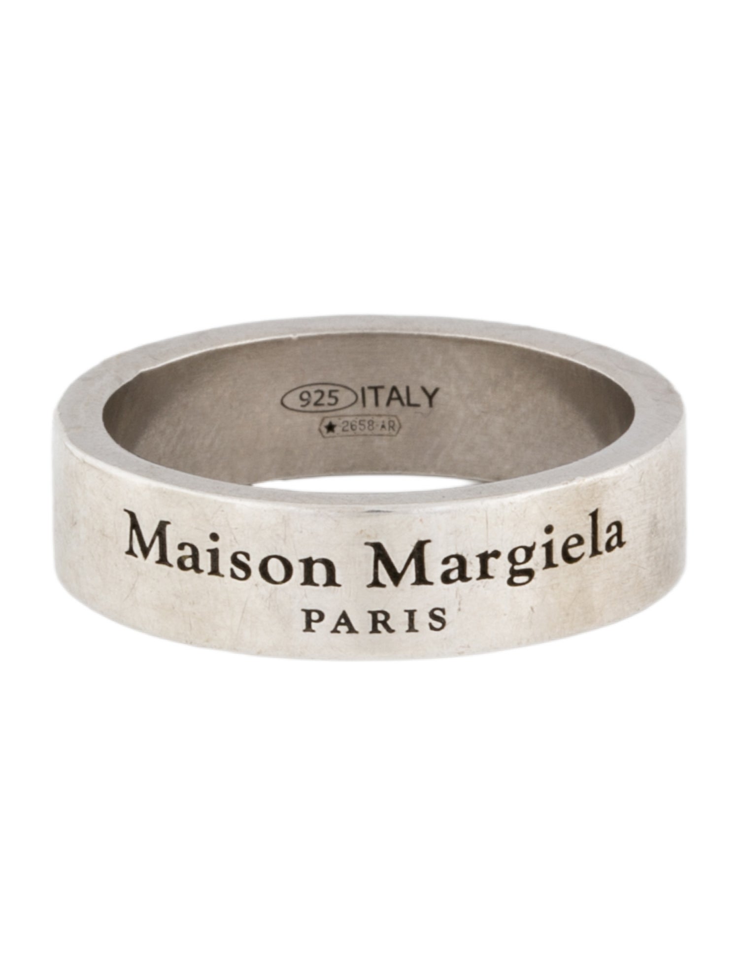 Maison Margiela Logo Engraved Band Ring - Sterling Silver Band, Rings ...