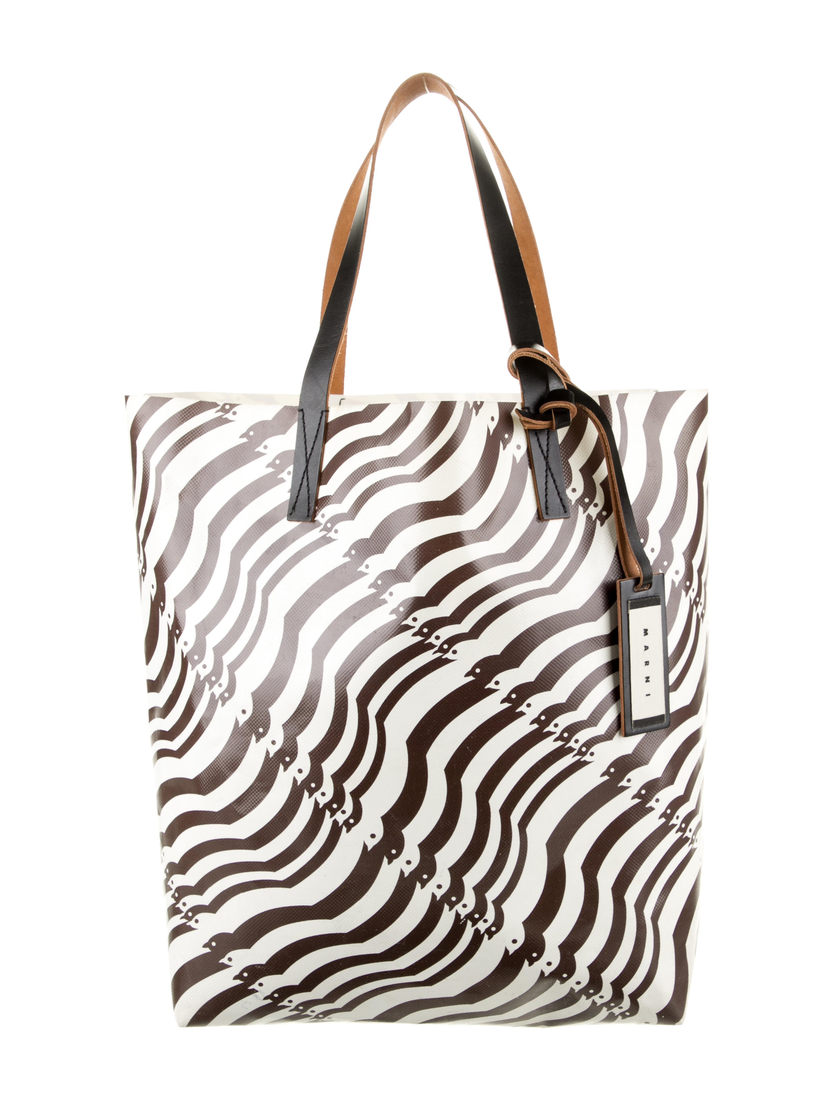 Marni Coated Canvas Dove Tote Bag - Brown Totes, Handbags - MAN171666 ...