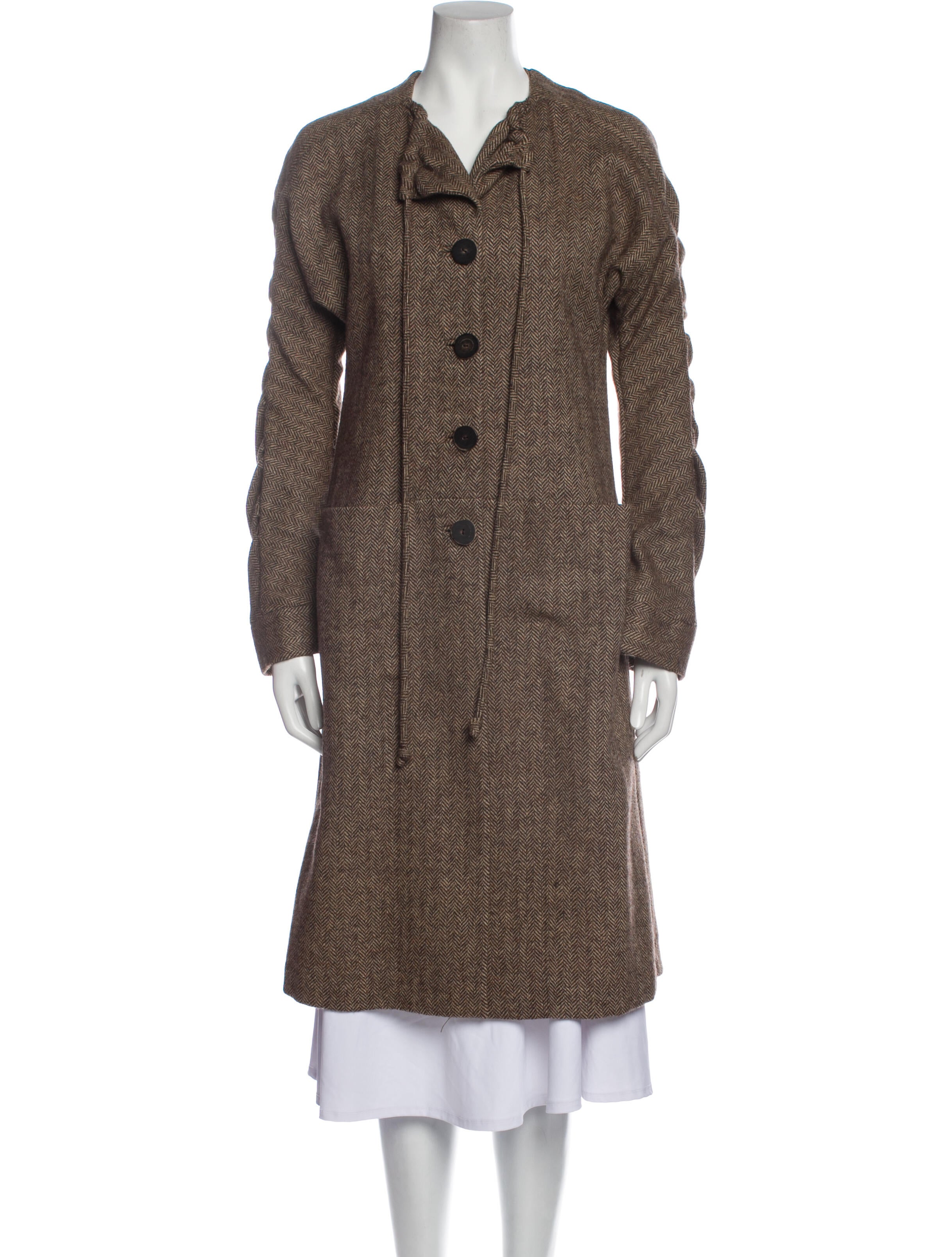 Marni Silk & Wool-Blend Patterned Coat w/ Tags - Brown Coats, Clothing ...