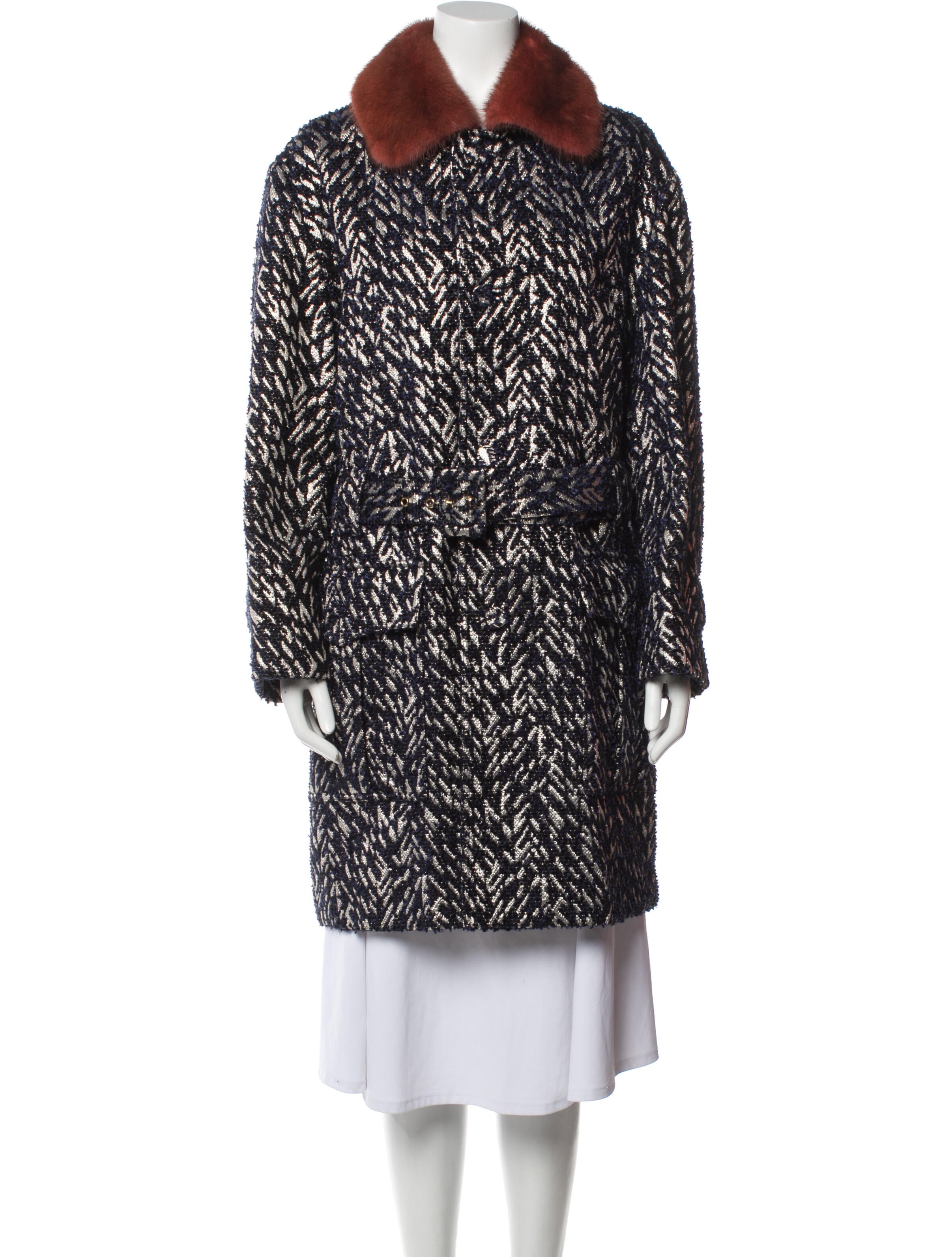 Marni Silk & Wool-Blend Patterned Coat w/ Tags - Brown Coats, Clothing ...