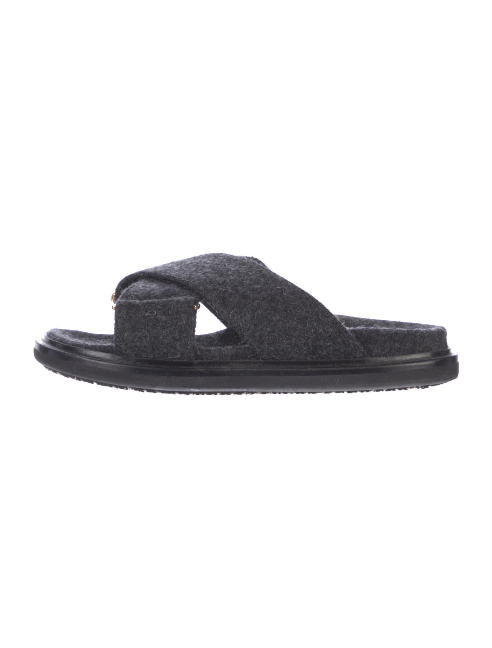 Tibi Boni Shearling Slide Sandals - Brown Sandals, Shoes - WTI35411 ...