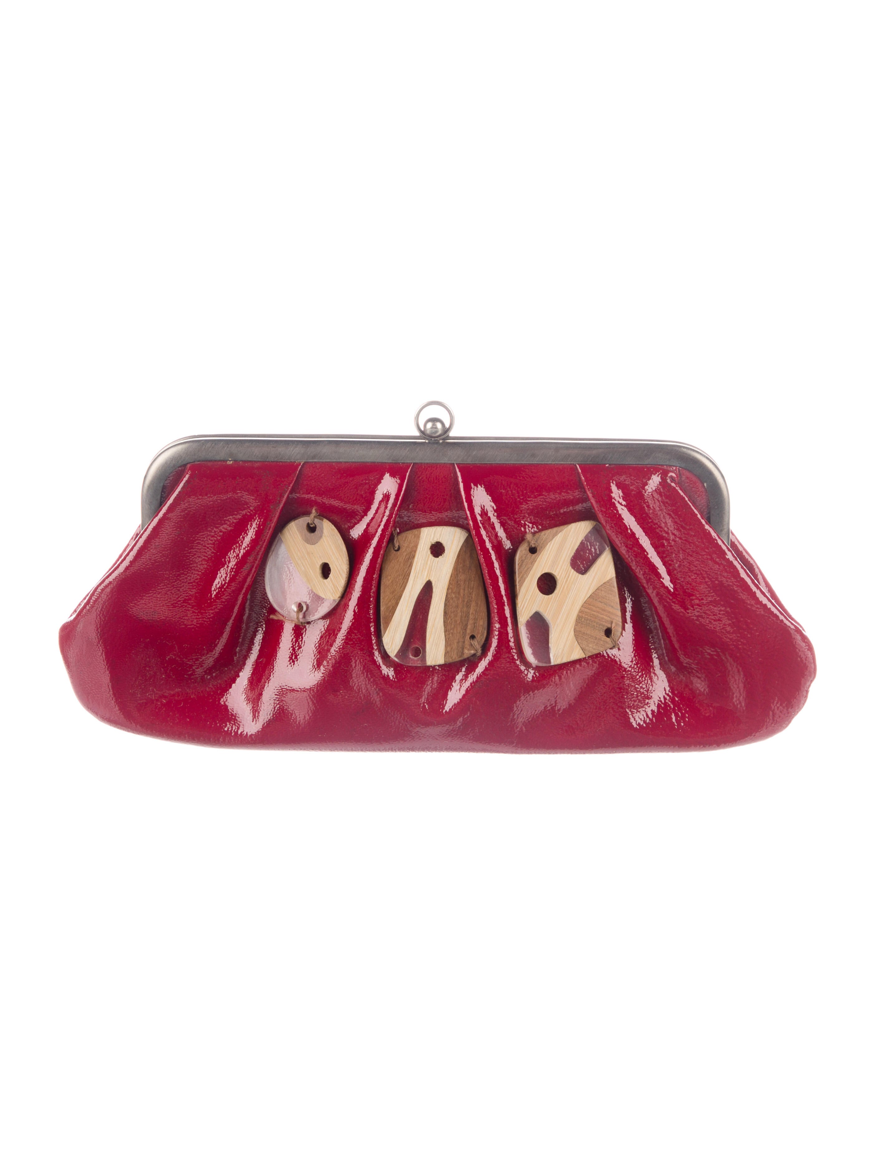 Marni Patent Leather Embellished Clutch - Red Clutches, Handbags ...