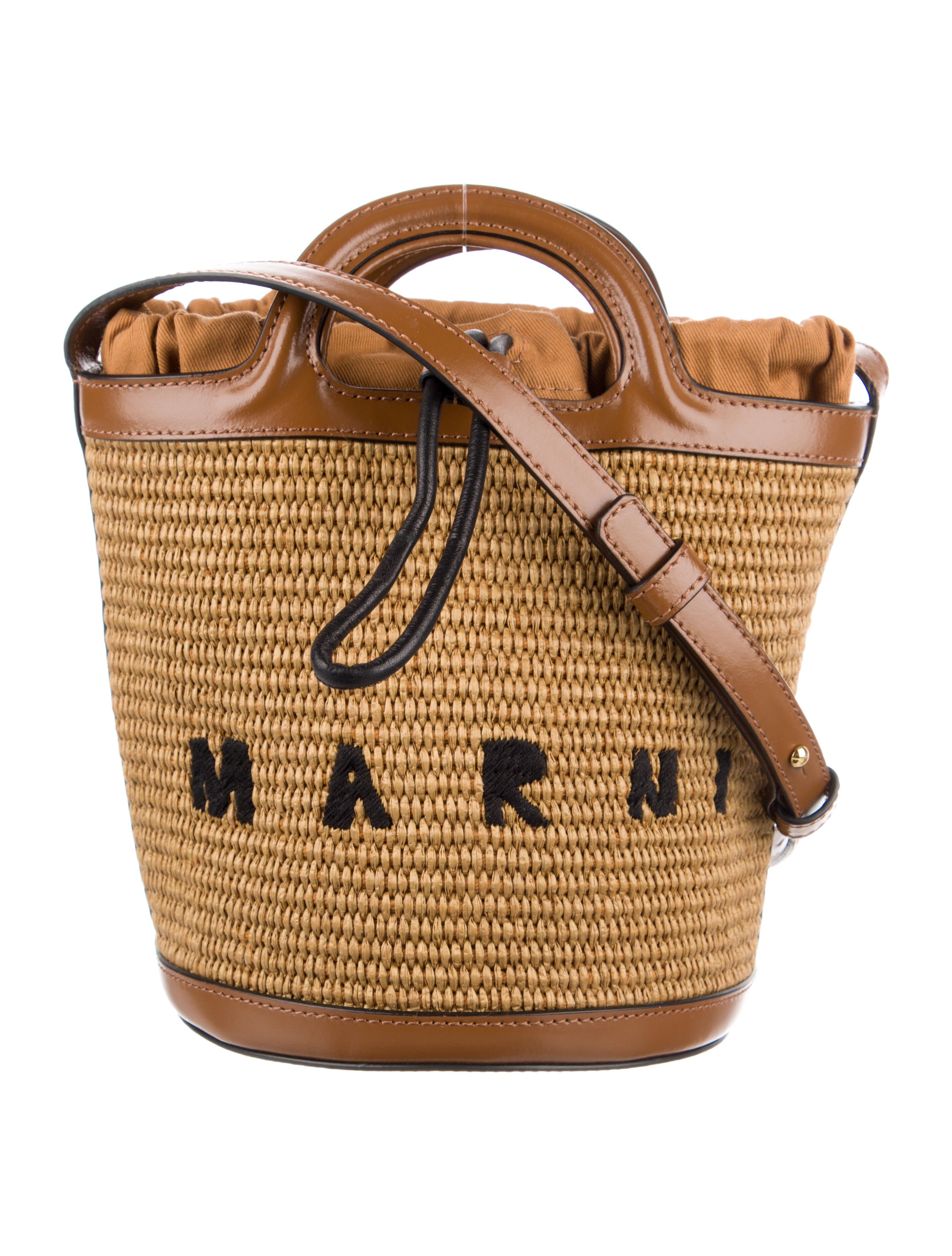Marni Small Straw Bucket Bag - Brown Bucket Bags, Handbags - MAN187784 ...