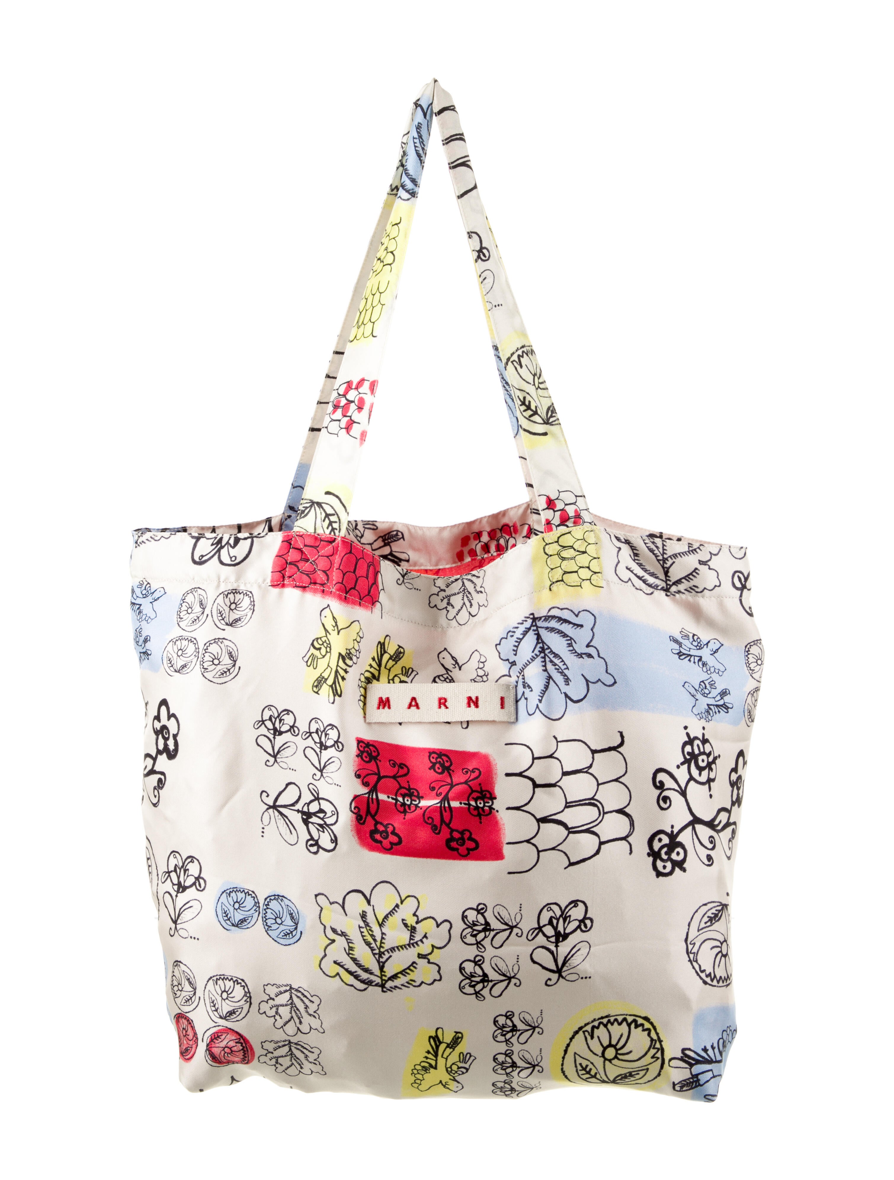 Marni Pattern Satin Tote Bag w/Tags - Neutrals Totes, Handbags ...