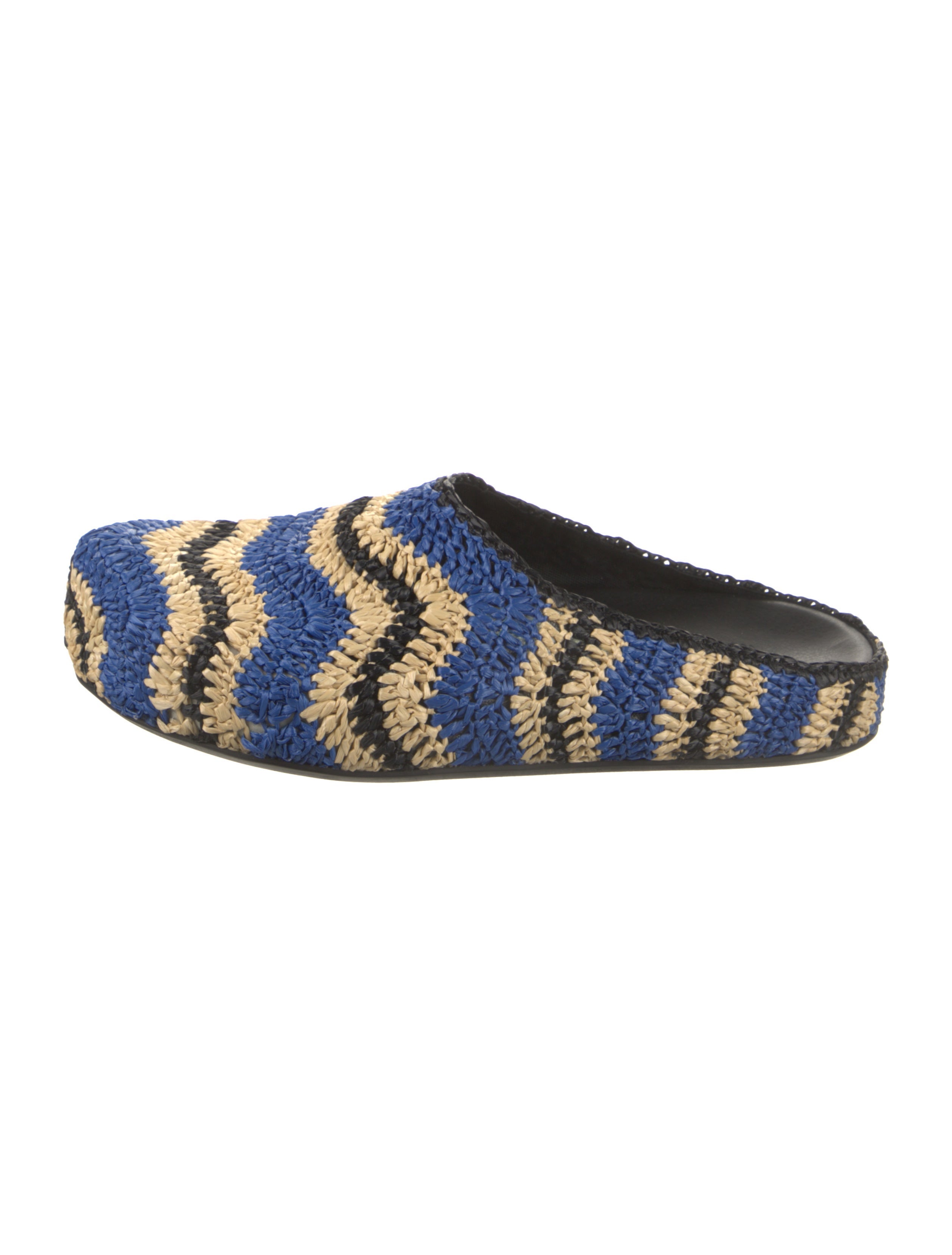 Marni Raffia Striped Slippers w/ Tags - Blue Loafers, Shoes - MAN196114 ...