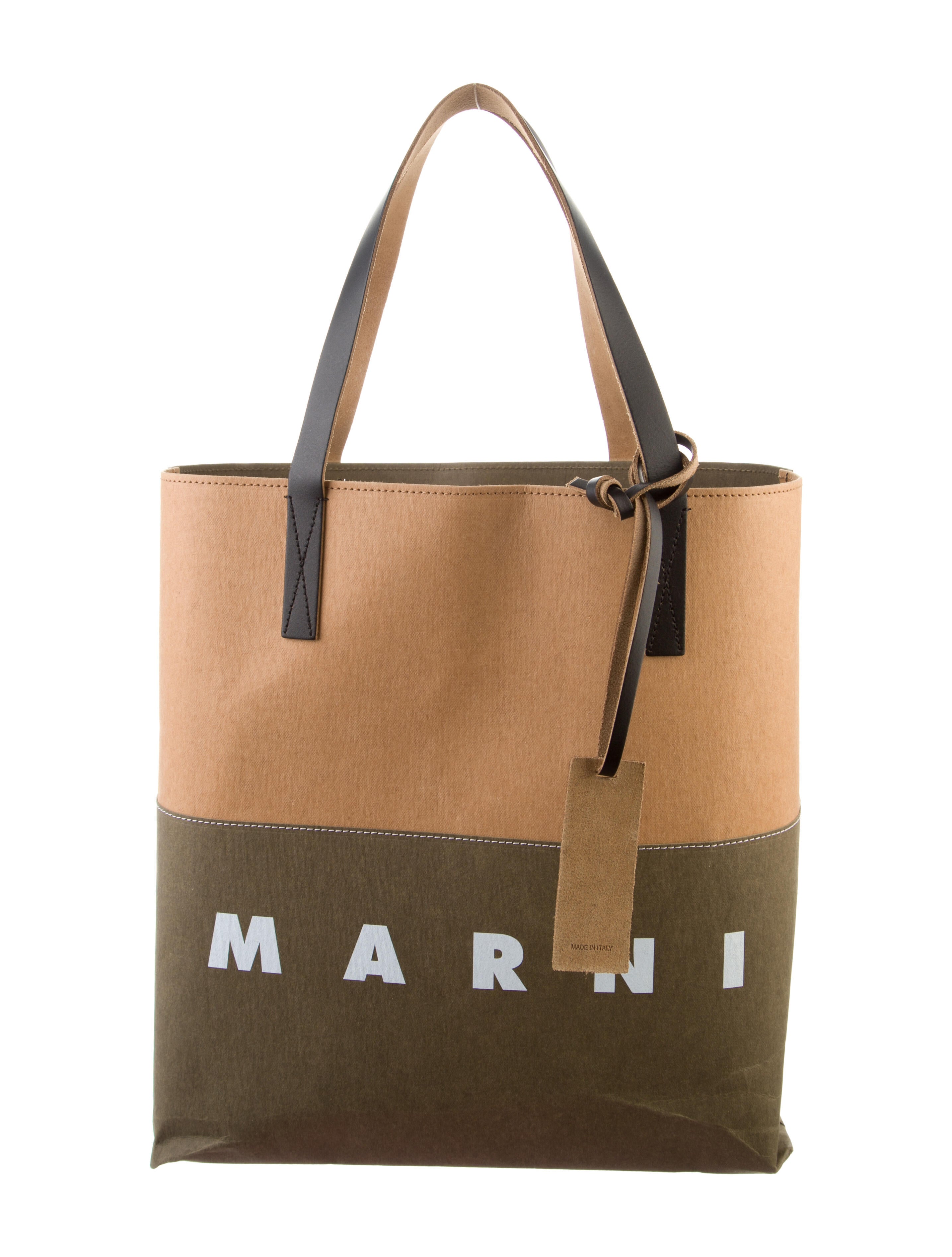 Marni Paper Leather-Trimmed Tote Bag - Neutrals Totes, Handbags ...