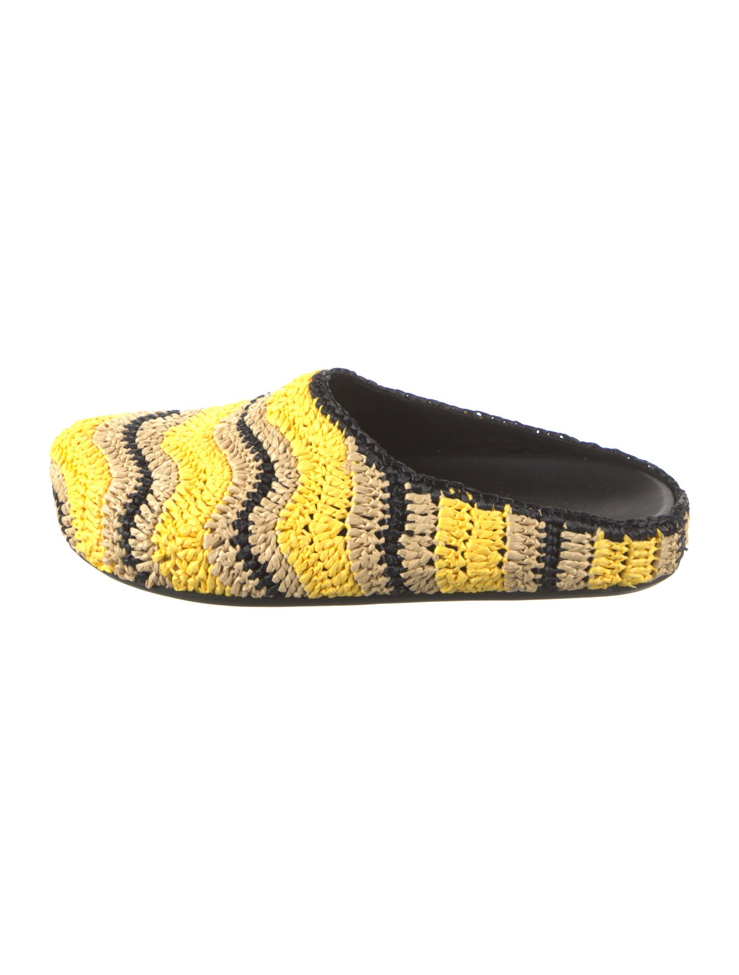Marni Straw Striped Slippers - Yellow Loafers, Shoes - MAN198123 | The ...