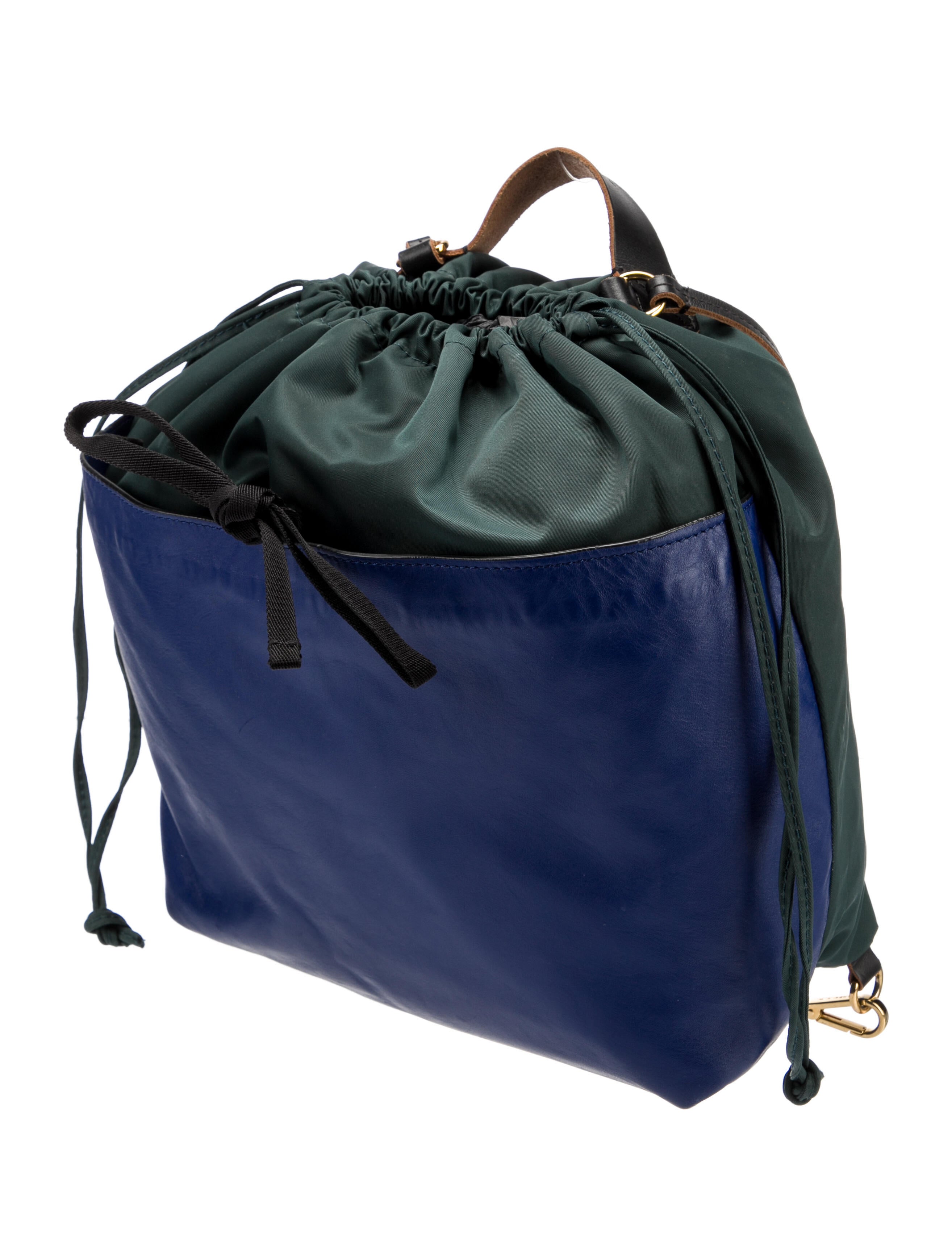 Marni Leather-Trimmed Nylon Backpack - Blue Backpacks, Handbags ...