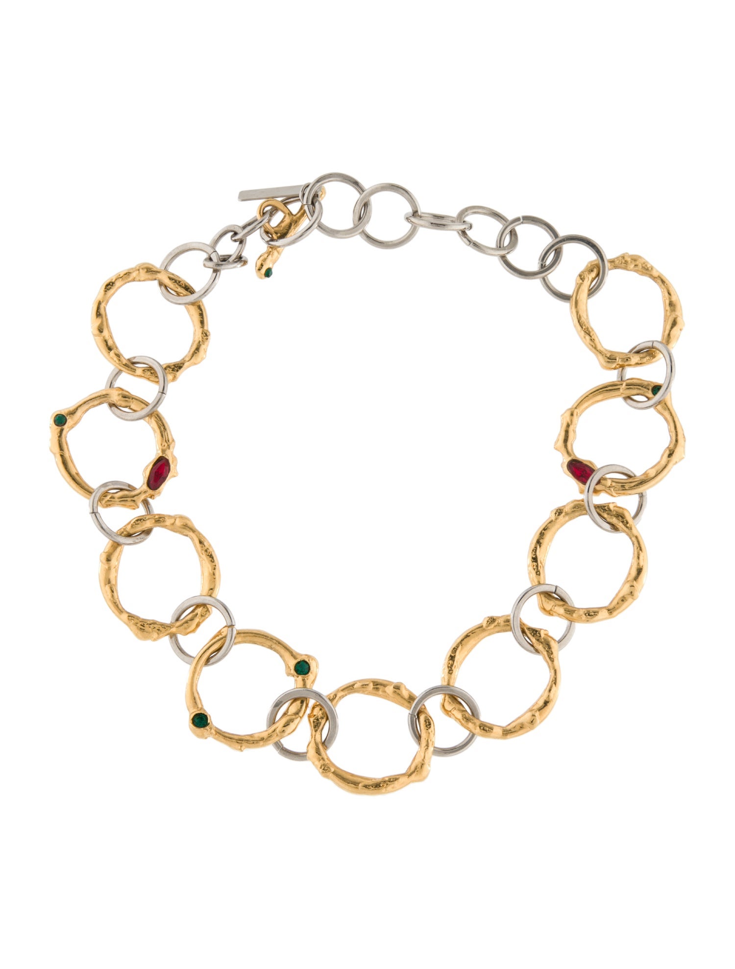 Marni Crystal Two-Tone Chain Necklace - Green, Gold-Tone Metal Chain ...