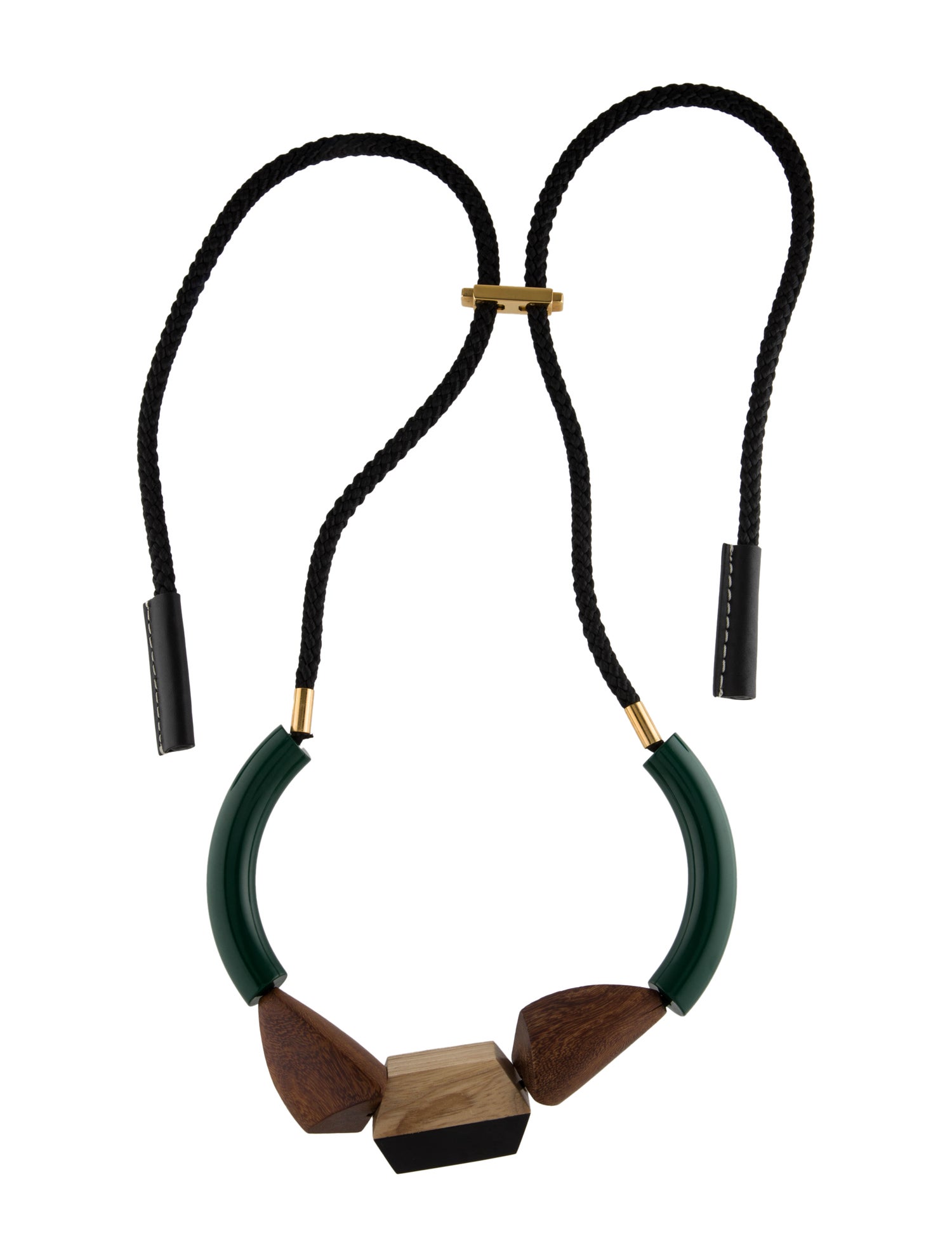 Marni Resin & Wood Beaded Adjustable Collar Necklace - Black, Gold-Tone ...