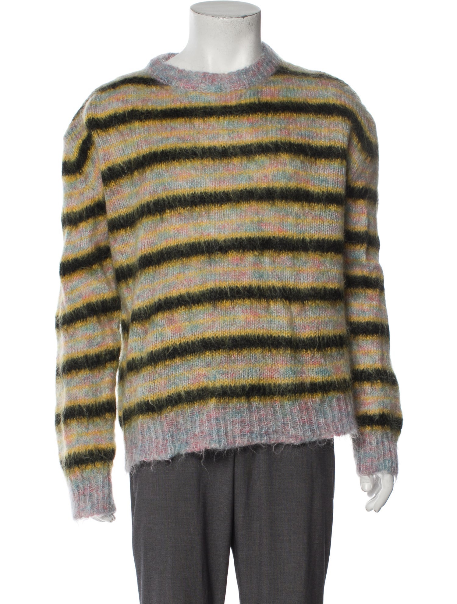 Marni Mohair Striped Pullover - Grey Sweaters, Clothing - MAN210716 ...