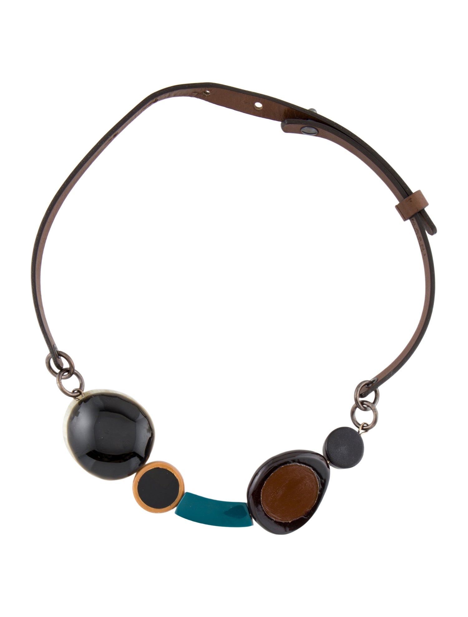 Brunello Cucinelli Leather & Bead Monili Collar Necklace - Gunmetal ...