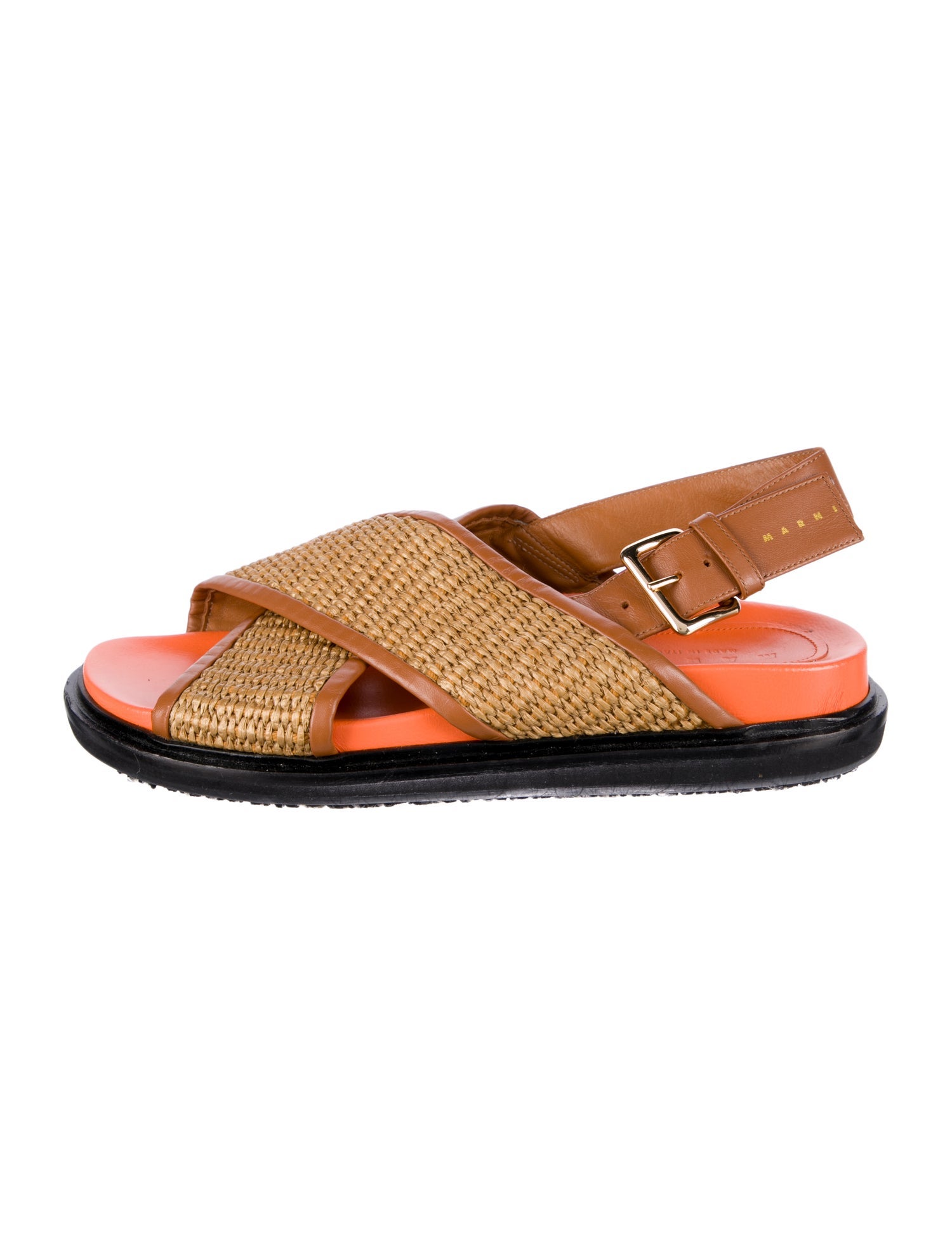 Marni Raffia Colorblock Pattern Slingback Sandals - Orange Sandals, Shoes - MAN216340 | The RealReal