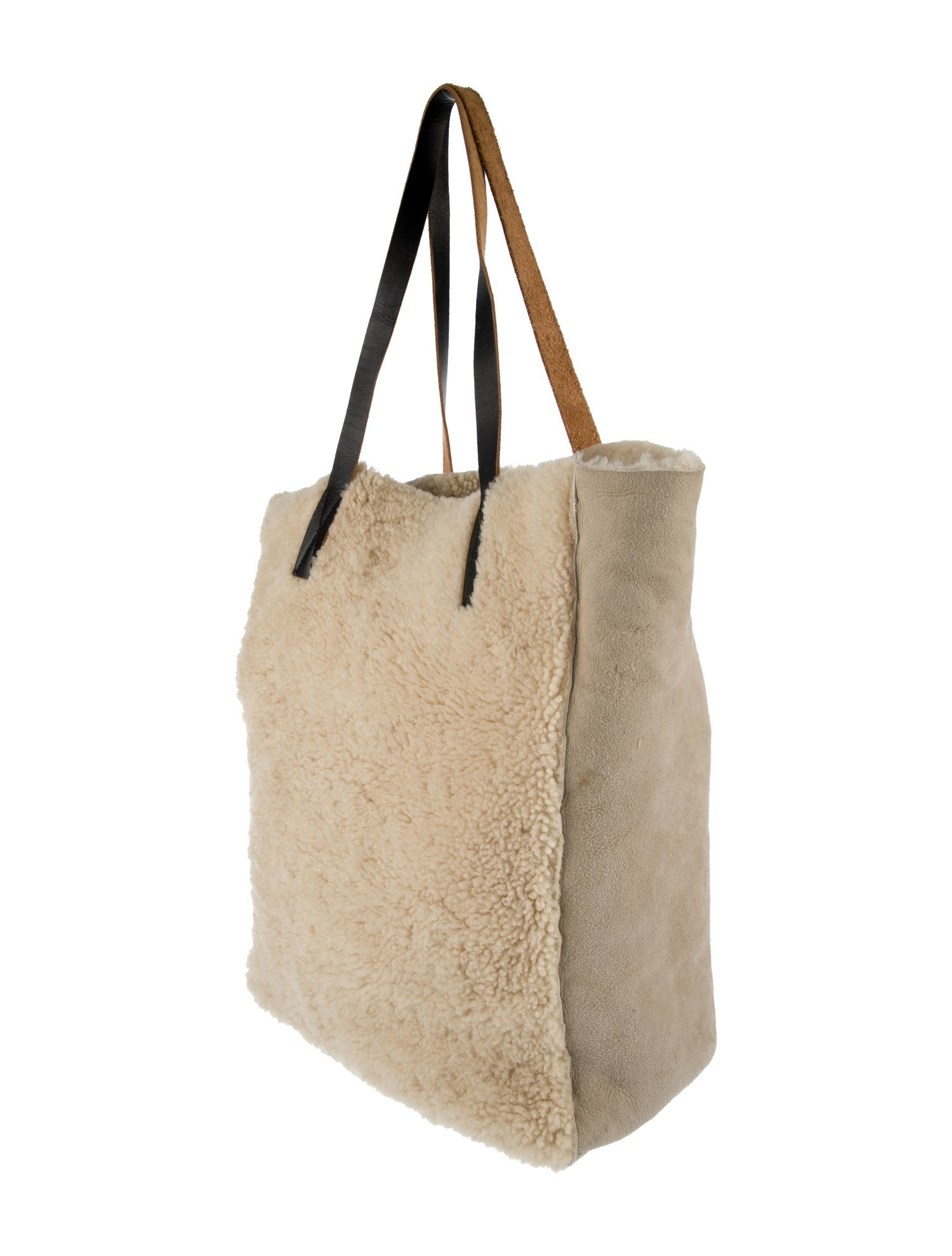 Tiziano Mazzilli Shearling Trimmed Suede Tote Bag - Green Totes ...