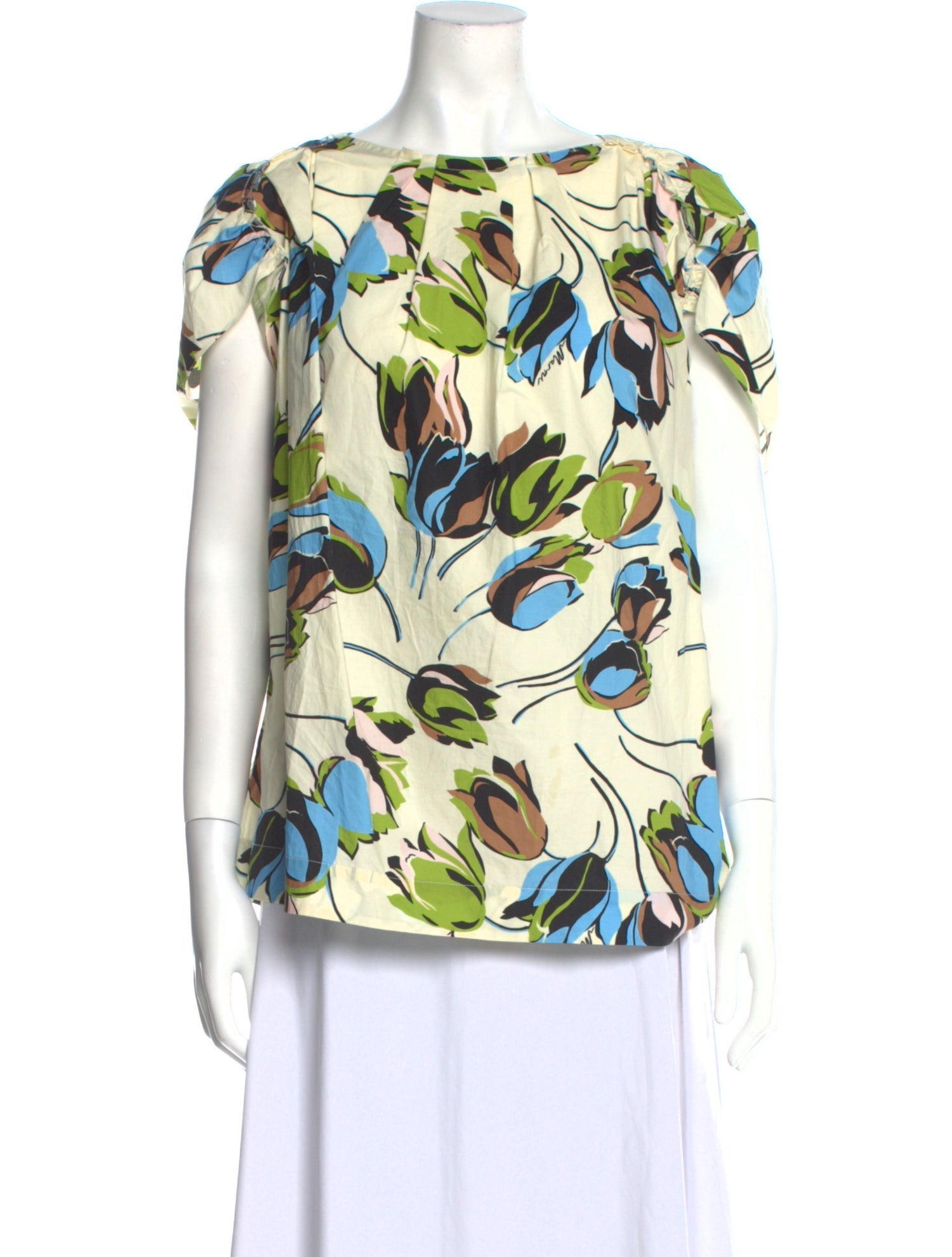 Marni Floral Print Bateau Neckline Blouse - Neutrals Tops, Clothing ...