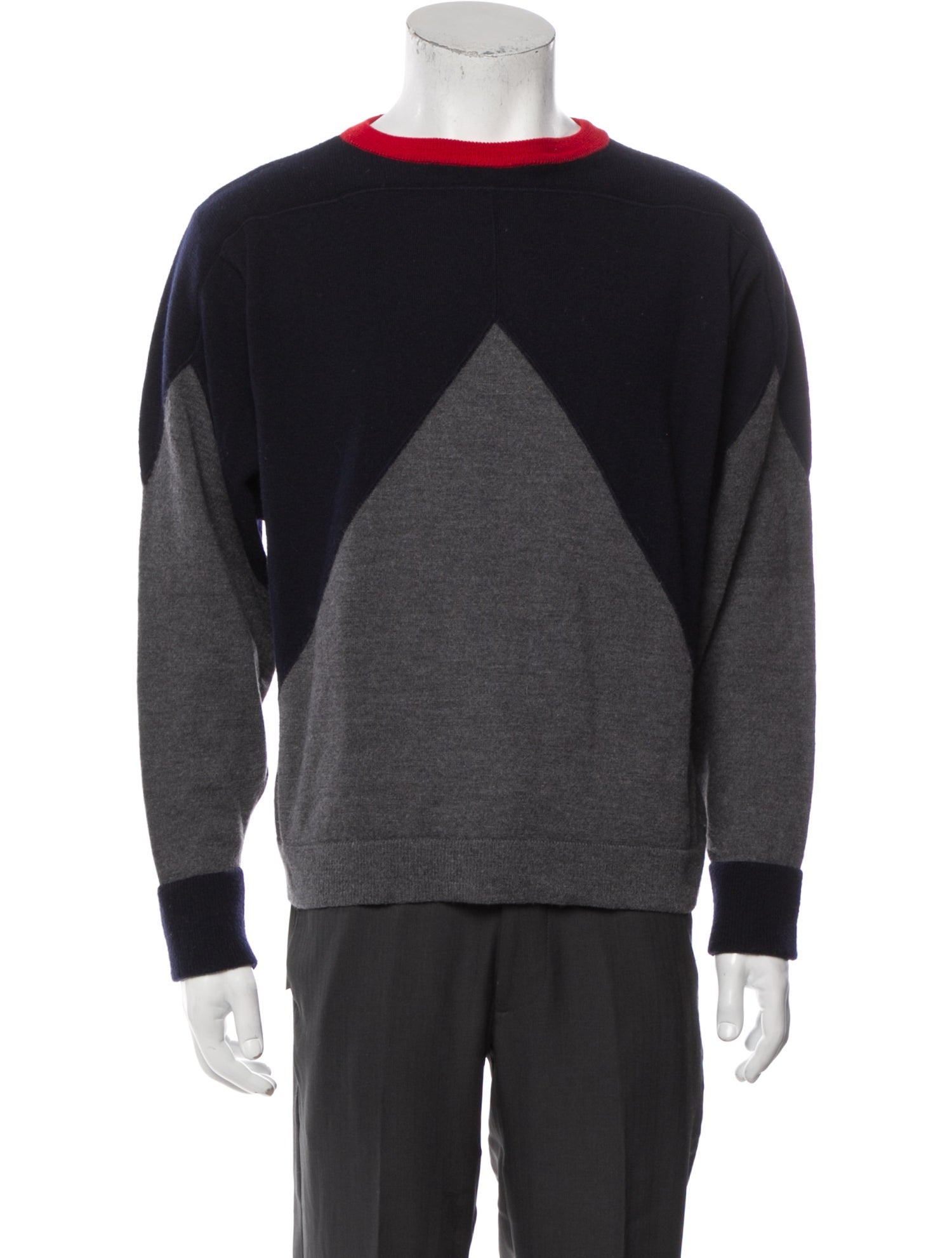 Random Identities Colorblock Pattern Crew Neck Pullover - Black ...
