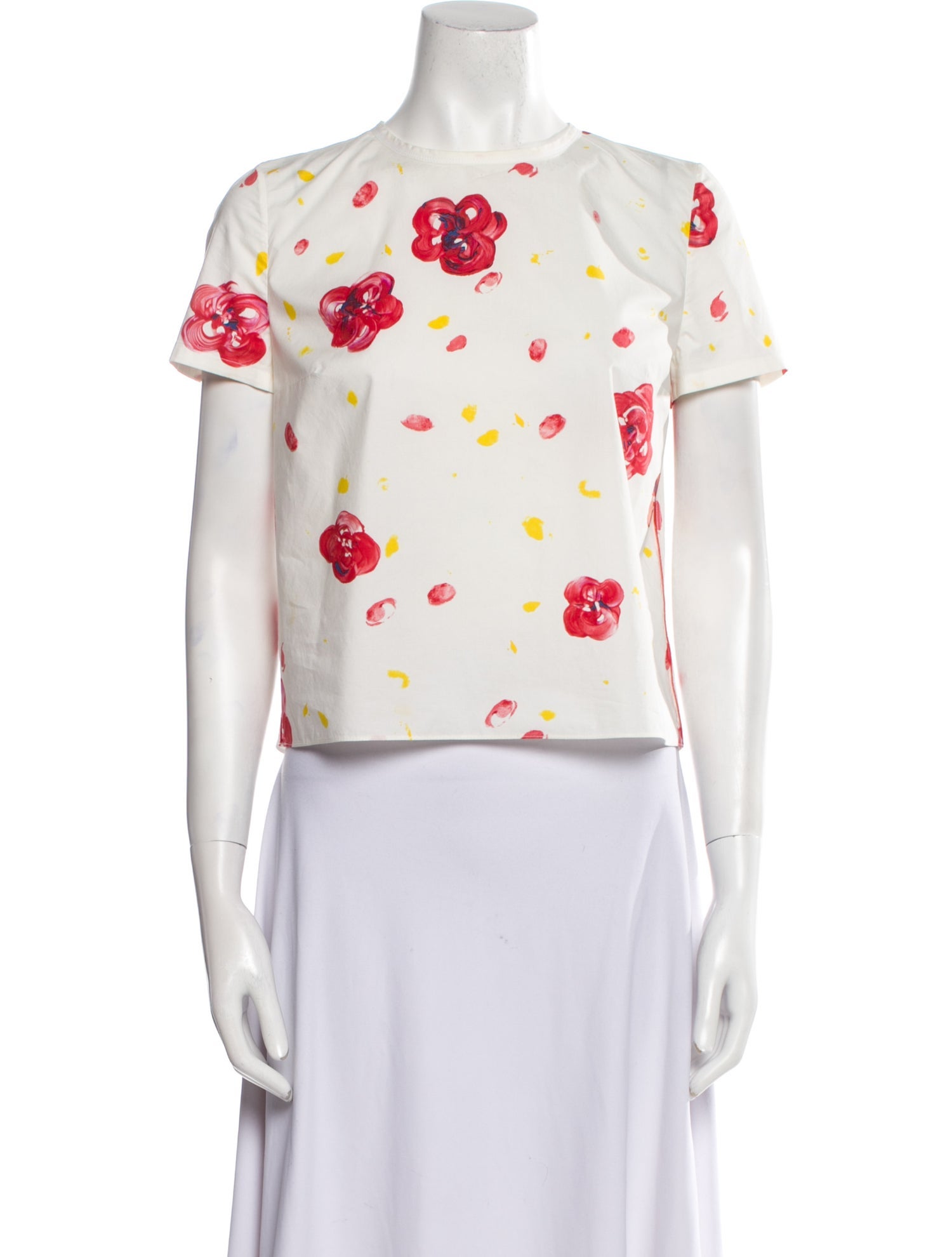 Marni Floral Print Crew Neck Crop Top - Red Tops, Clothing - MAN230983 ...