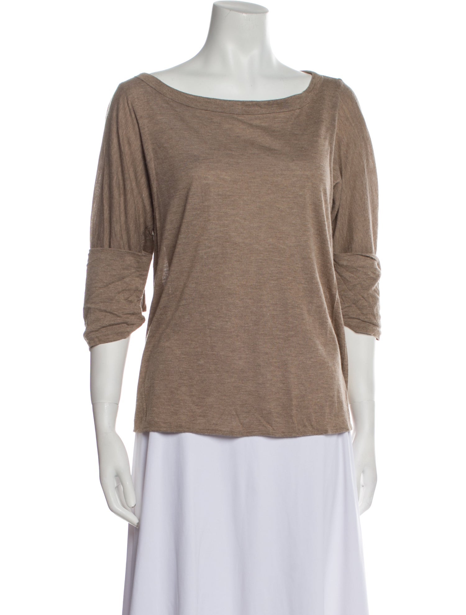 Marni Scoop Neck Three-Quarter Sleeve T-Shirt - Neutrals Tops, Clothing ...
