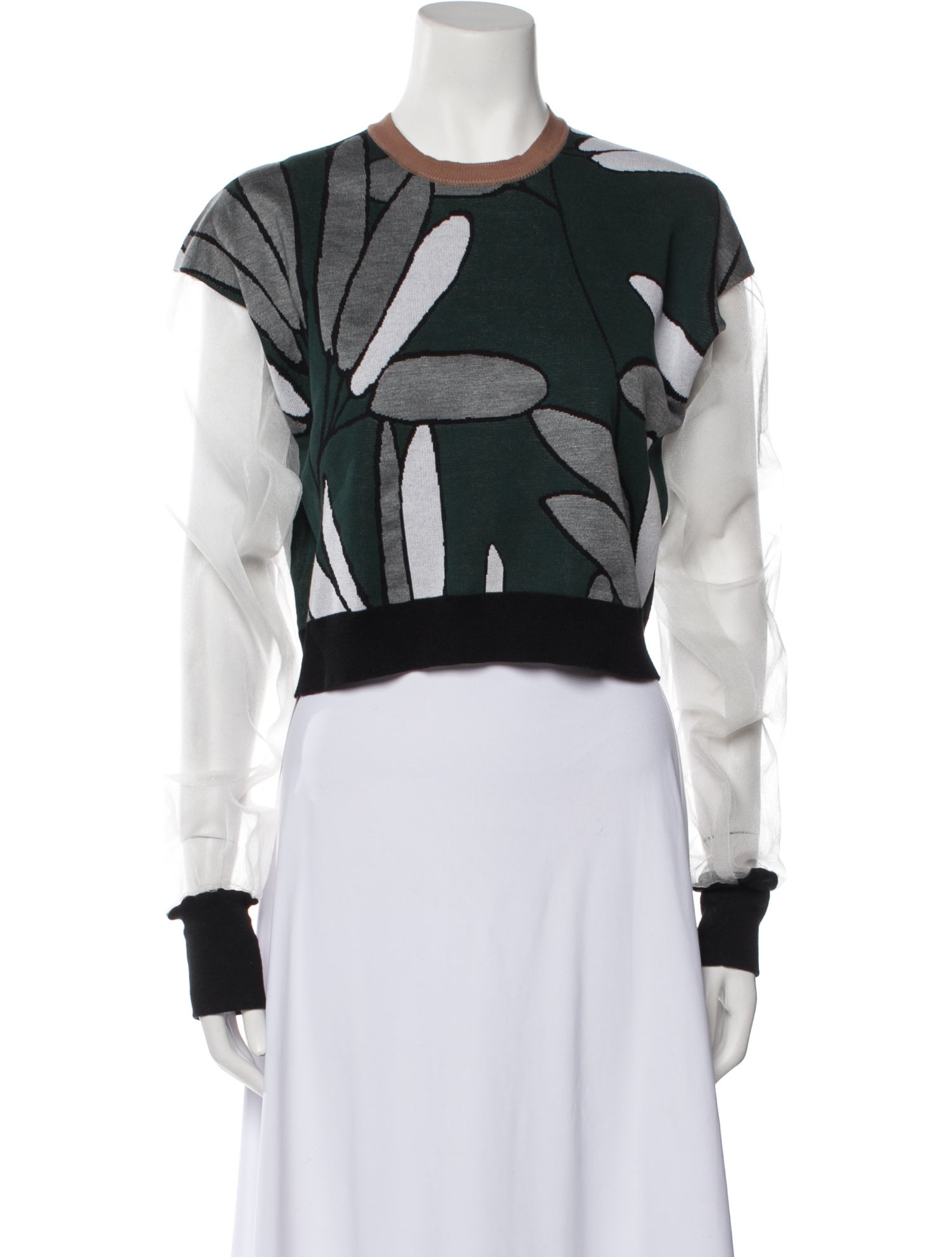 Marni Printed Crew Neck Crop Top - Black Tops, Clothing - MAN238819 ...