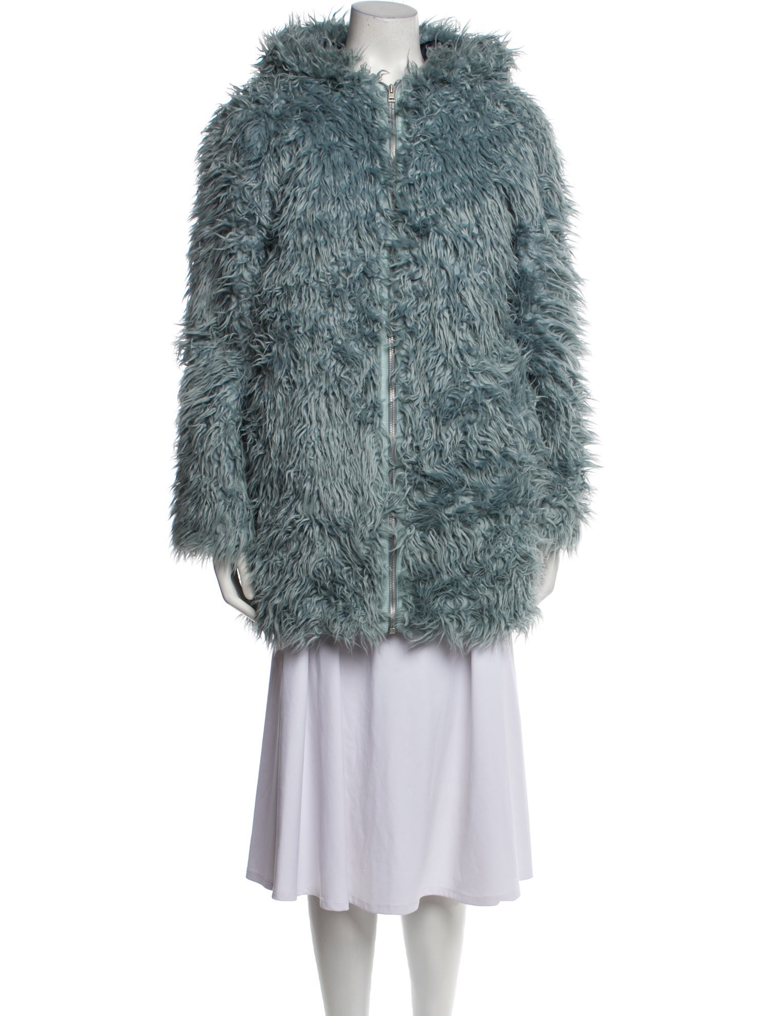 Marni Faux Fur Coat - Blue Coats, Clothing - MAN239726 | The RealReal