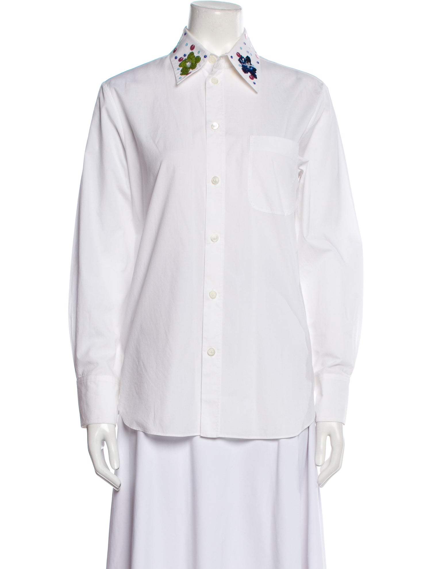 Marni Long Sleeve Button-Up Top - White Tops, Clothing - MAN240559 ...