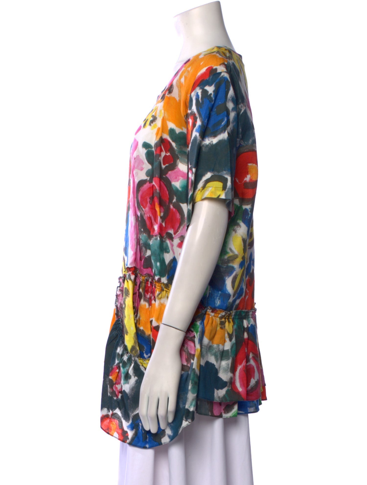 Marni Printed Scoop Neck T-Shirt w/ Tags - Blue Tops, Clothing ...