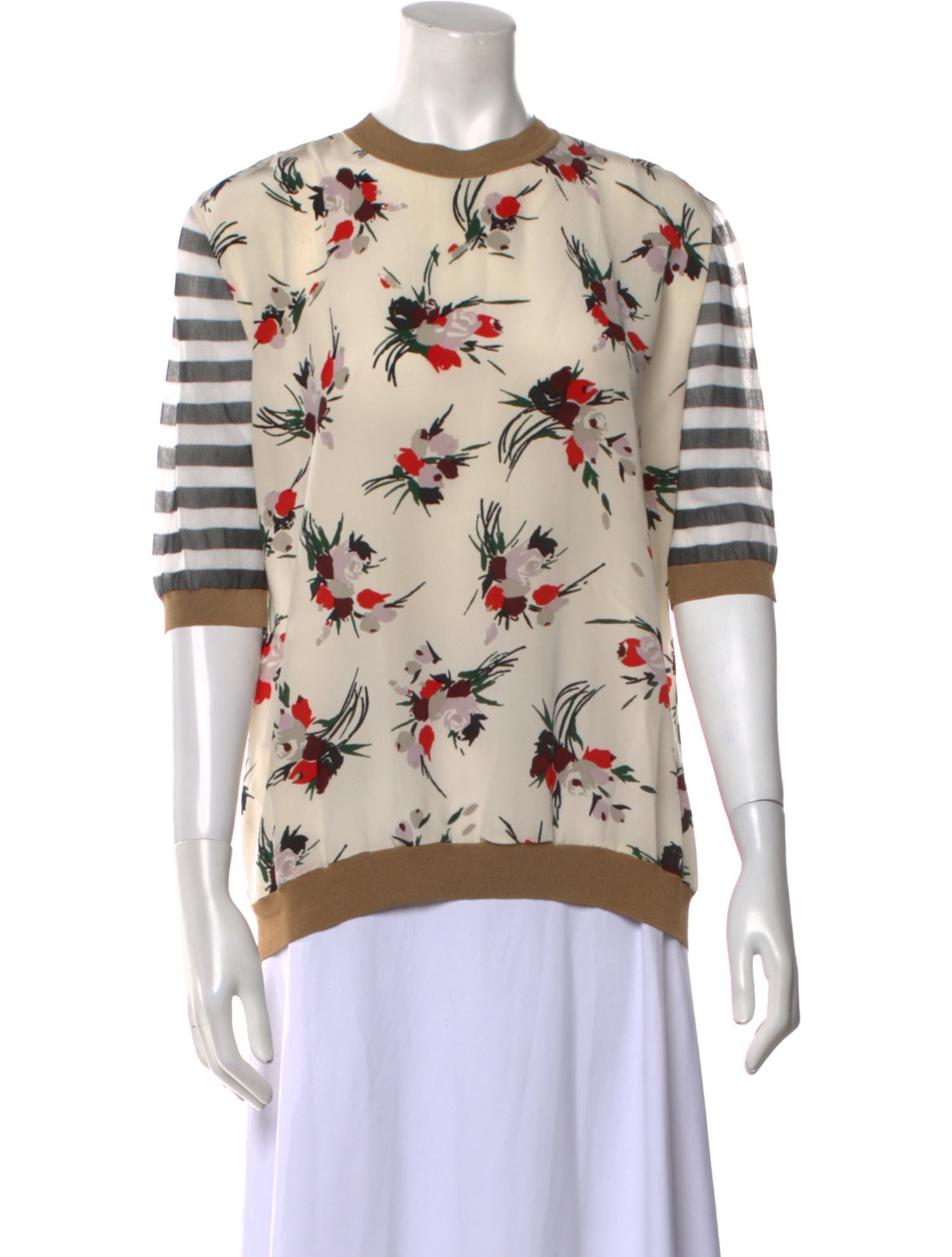 Marni Silk Floral Print Top - Neutrals Tops, Clothing - MAN243402 | The ...