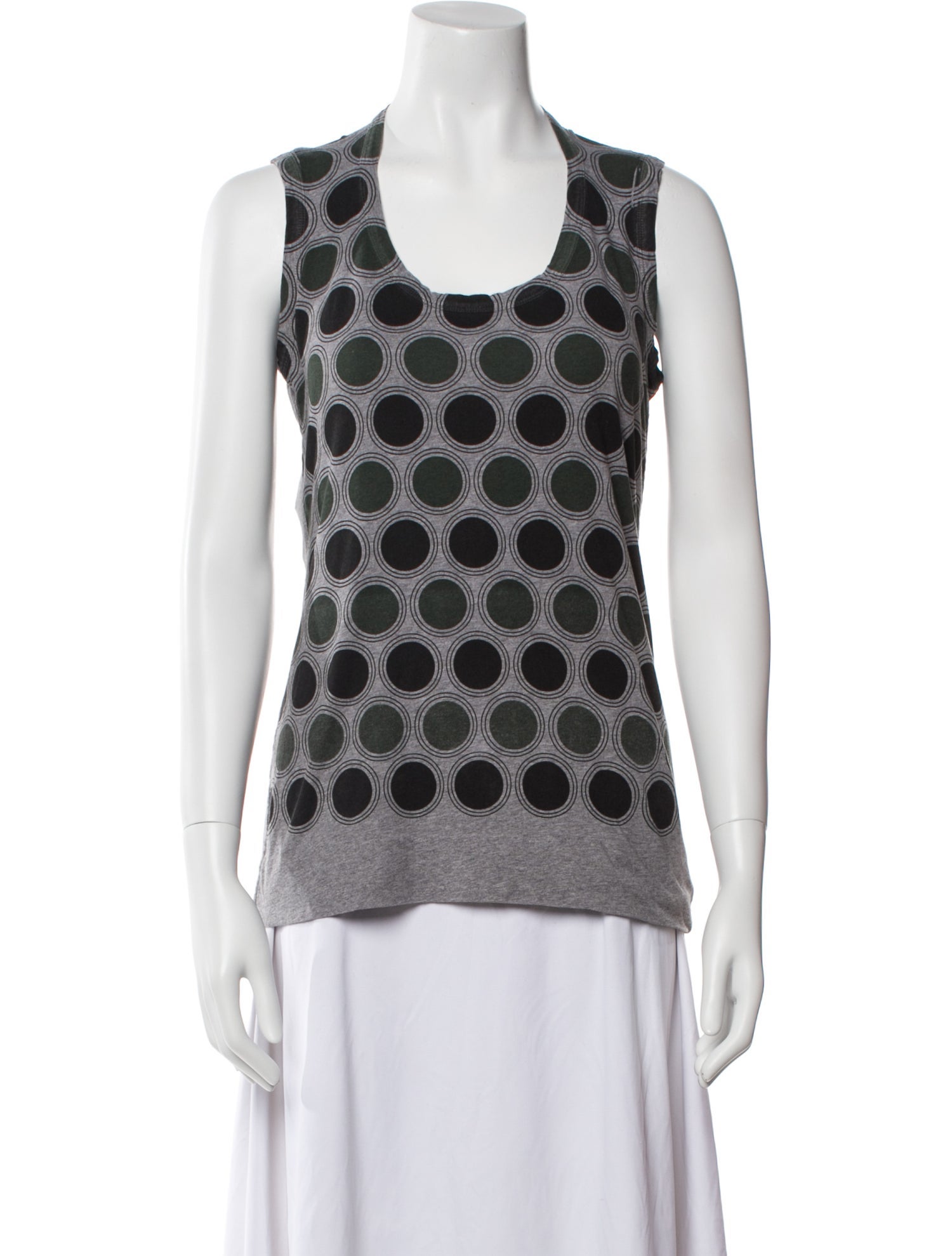 Marni Polka Dot Print Scoop Neck Top - Grey Tops, Clothing - MAN247305 ...