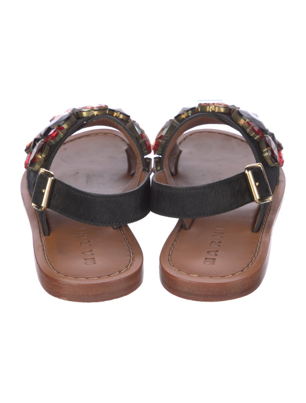 Marni Leather Crystal Embellishments Slingback Sandals - Black Sandals ...