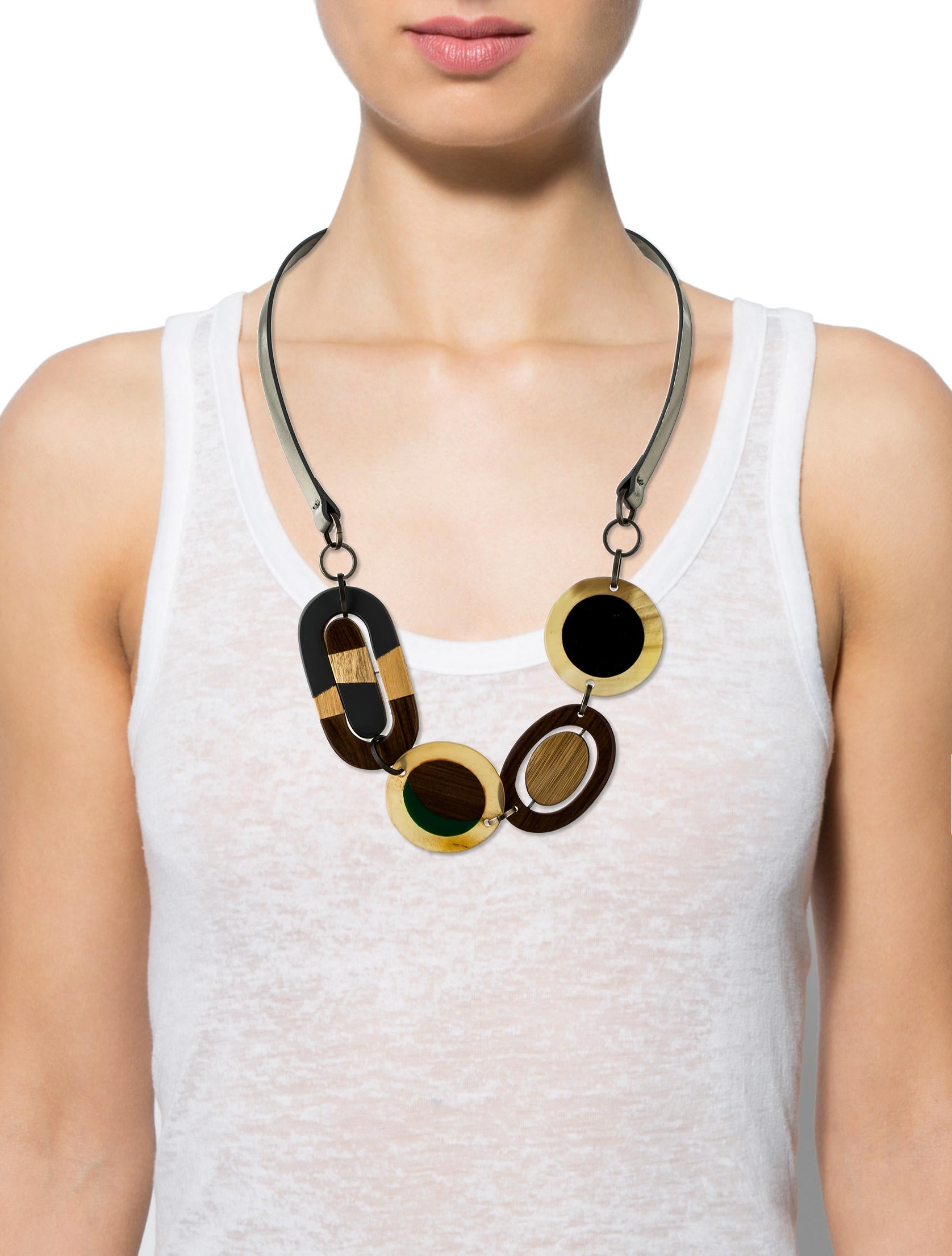 Marni Statement Necklace - Silver-Tone Metal Collar, Necklaces ...