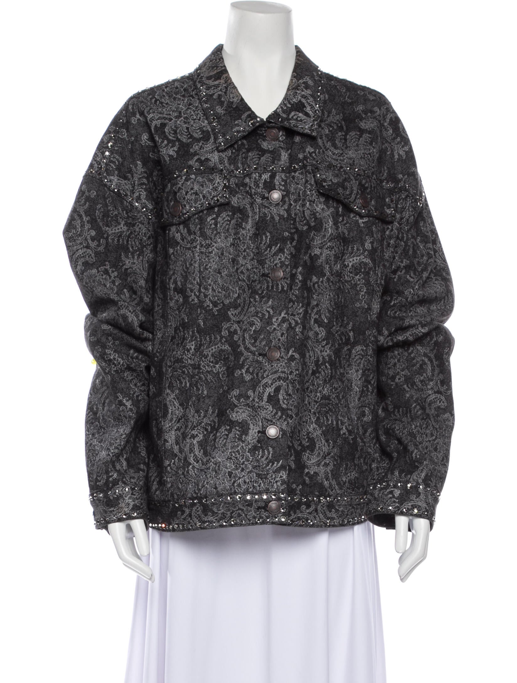 Marc Jacobs Floral Print Denim Jacket w/ Tags - Black Jackets, Clothing ...