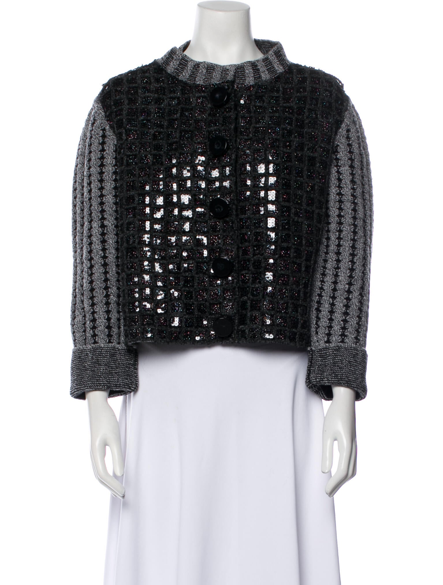 Marc Jacobs Tweed Pattern Evening Jacket - Black Jackets, Clothing ...