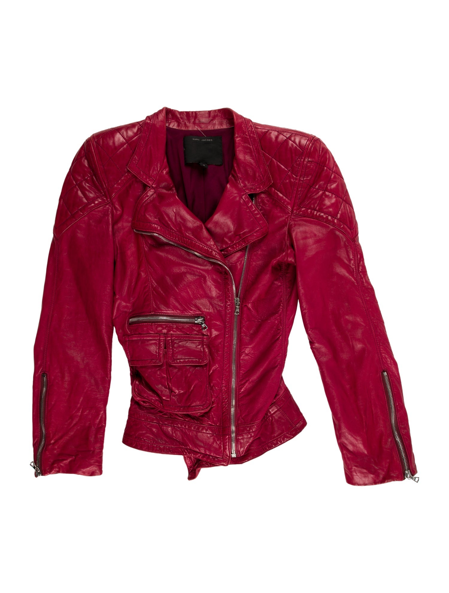 Marc Jacobs Leather Biker Jacket - Red Jackets, Clothing - MAR179524 ...