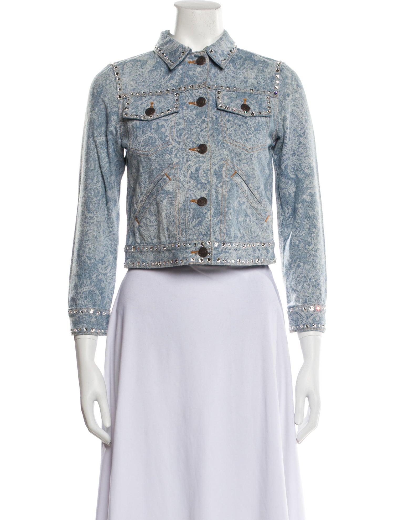 Marc Jacobs Tweed Pattern Denim Jacket - Blue Jackets, Clothing ...