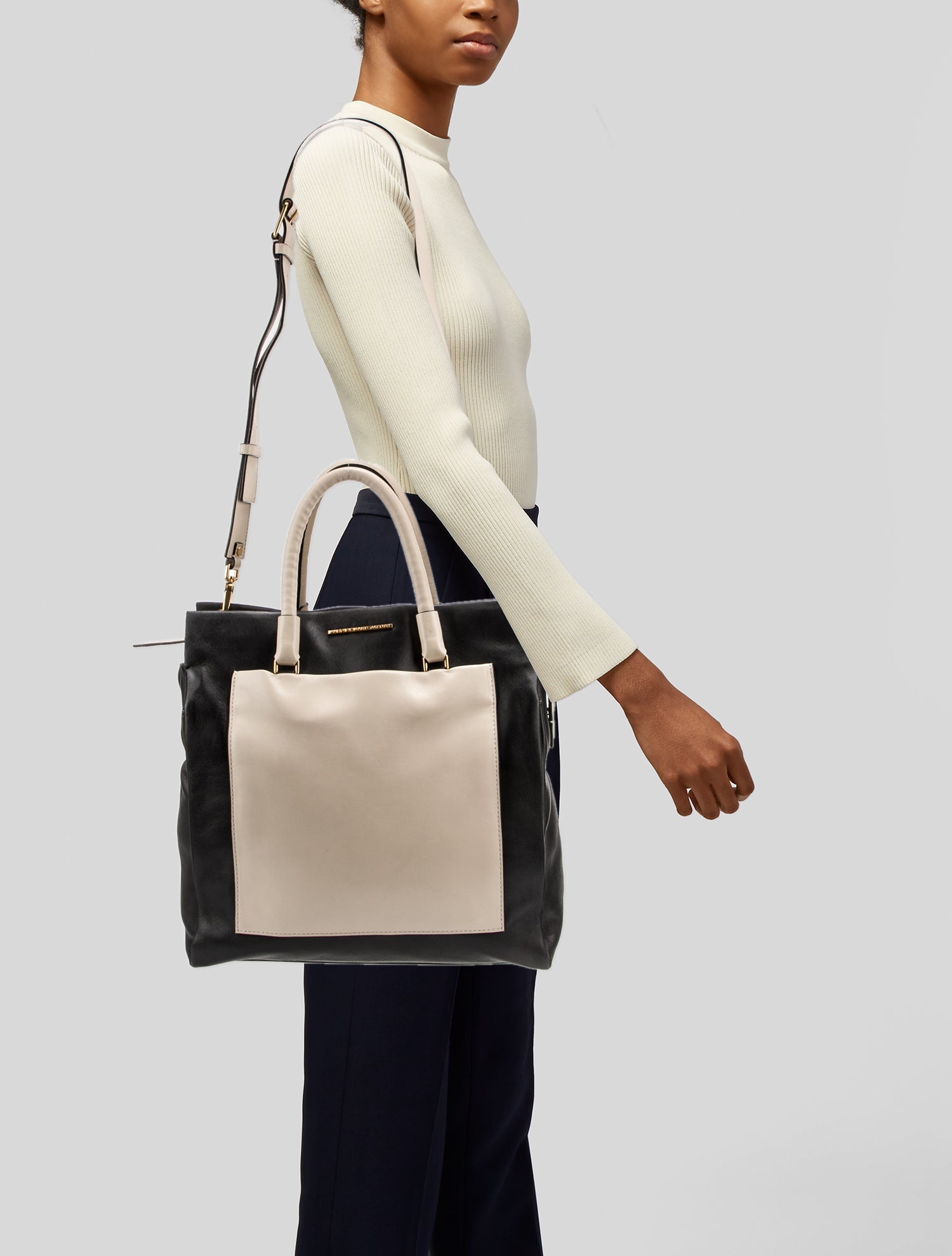 Marc Jacobs Two-Tone Leather Handle Bags - Black Handle Bags, Handbags ...