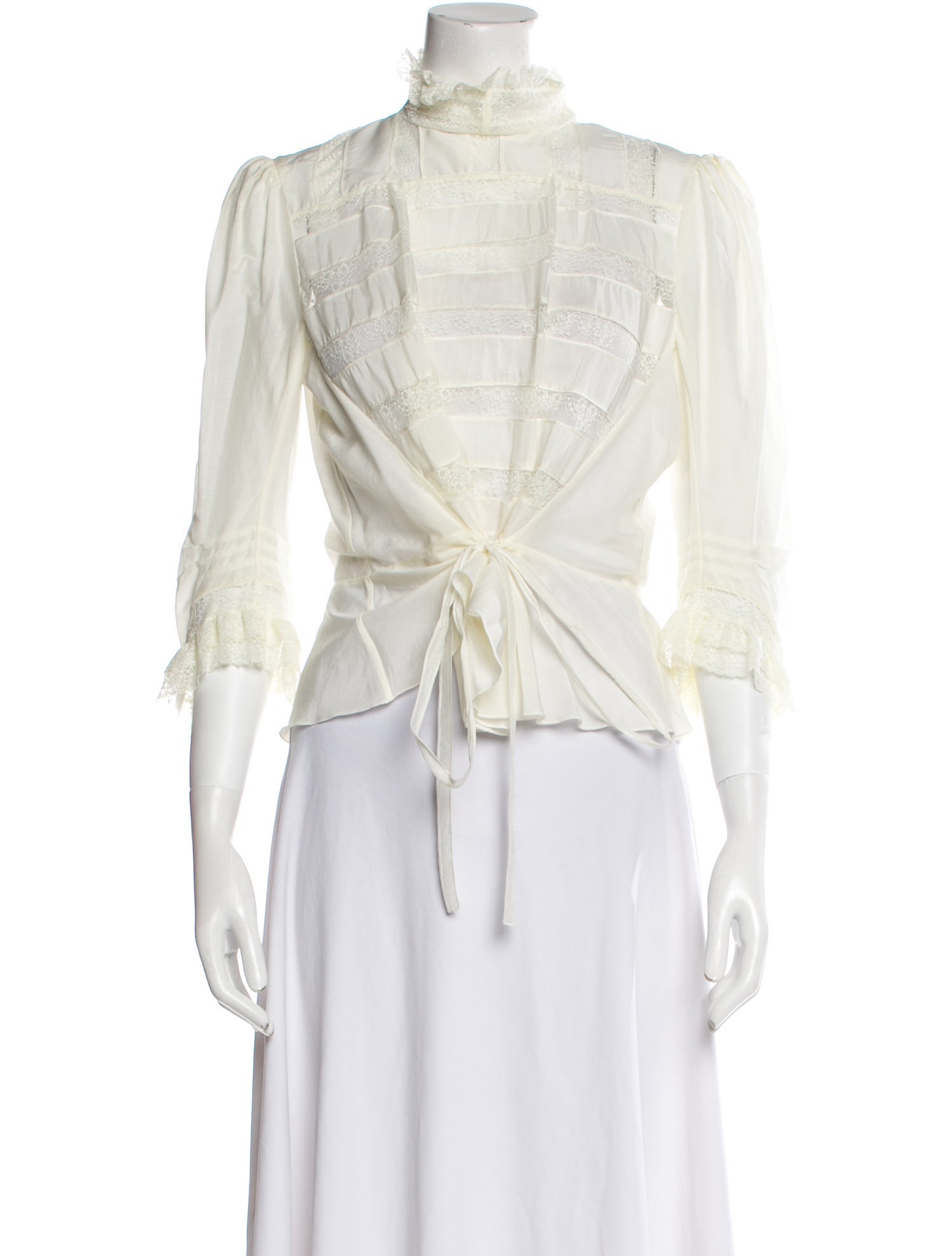 Marc Jacobs Mock Neck Three-Quarter Sleeve Crop Top w/ Tags - Neutrals ...