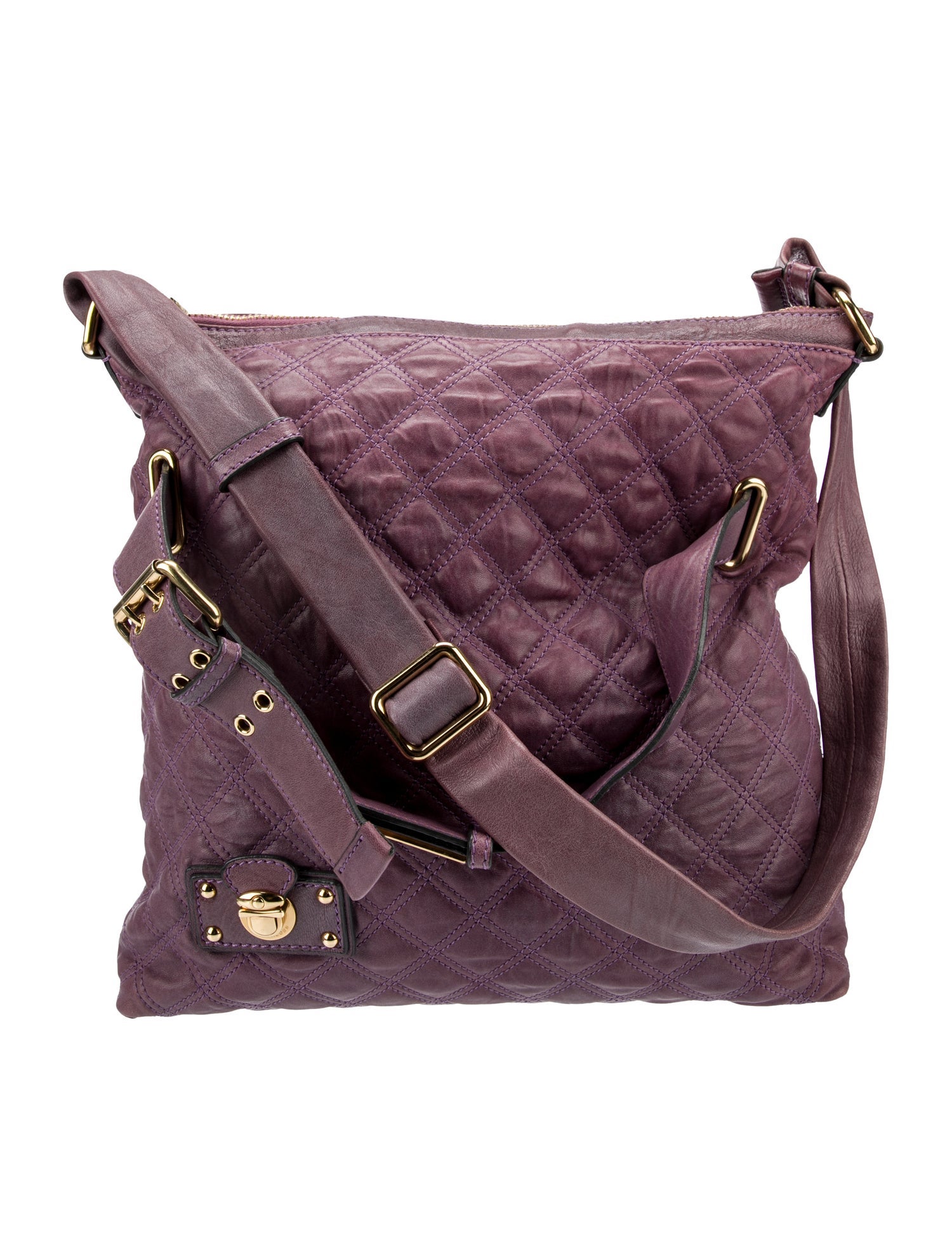 Marc Jacobs Leather Messenger Bag - Purple Crossbody Bags, Handbags ...