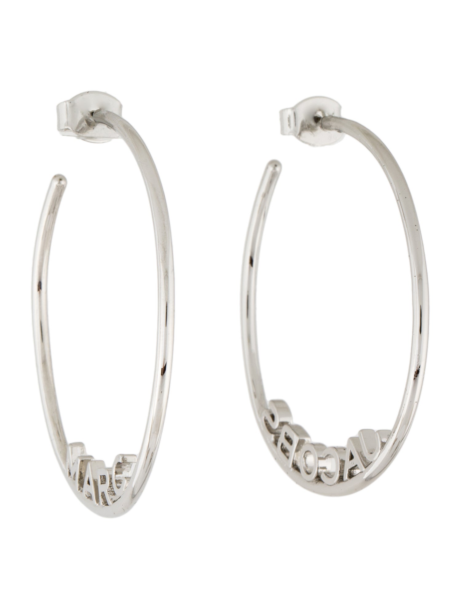 Marc Jacobs 'The Monogram' Hoop Earrings - Silver-Tone Metal Hoop ...