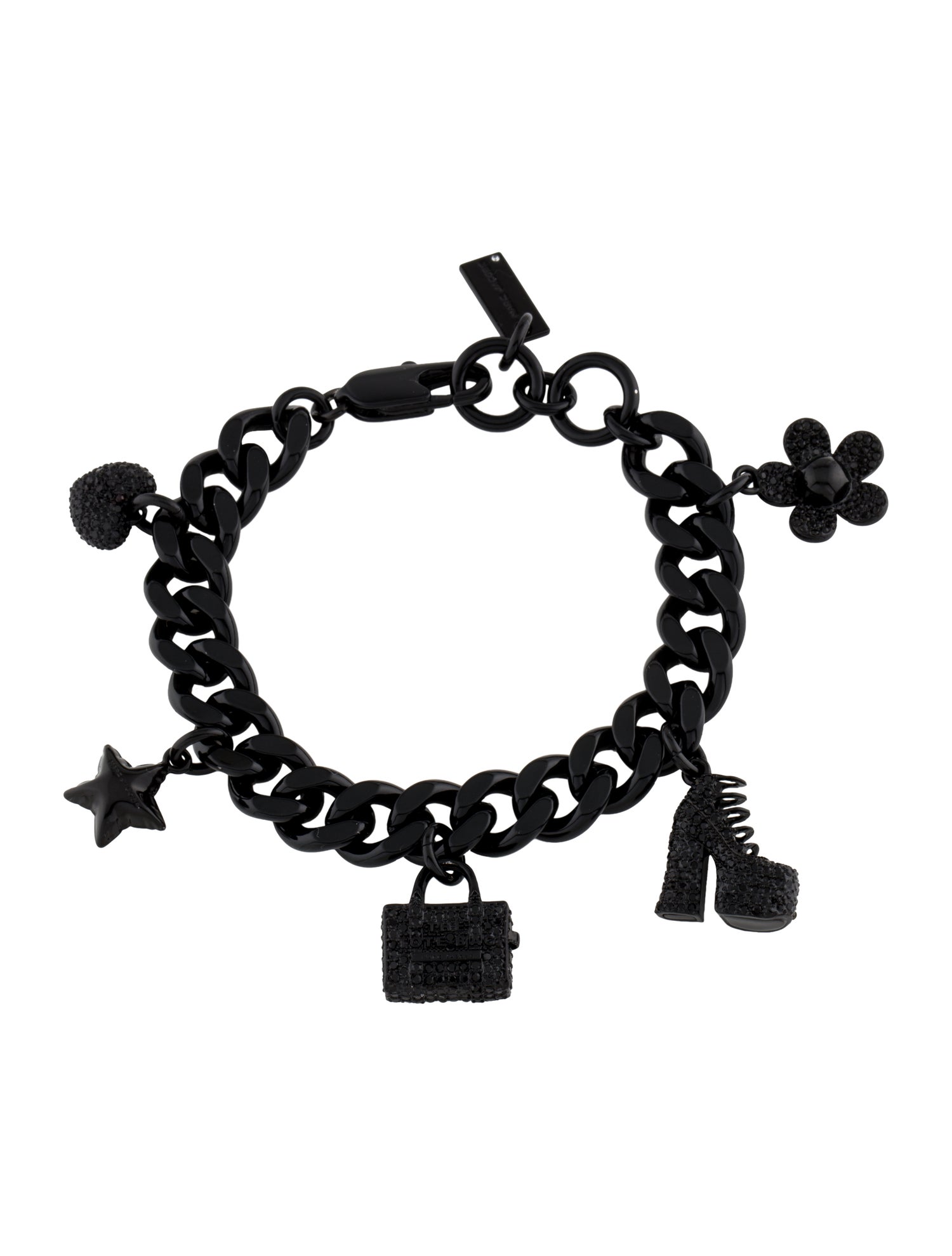 Marc Jacobs The Pave Mini Icon Charm Bracelet - Gunmetal Station, Bracelets - MAR215613 | The ...