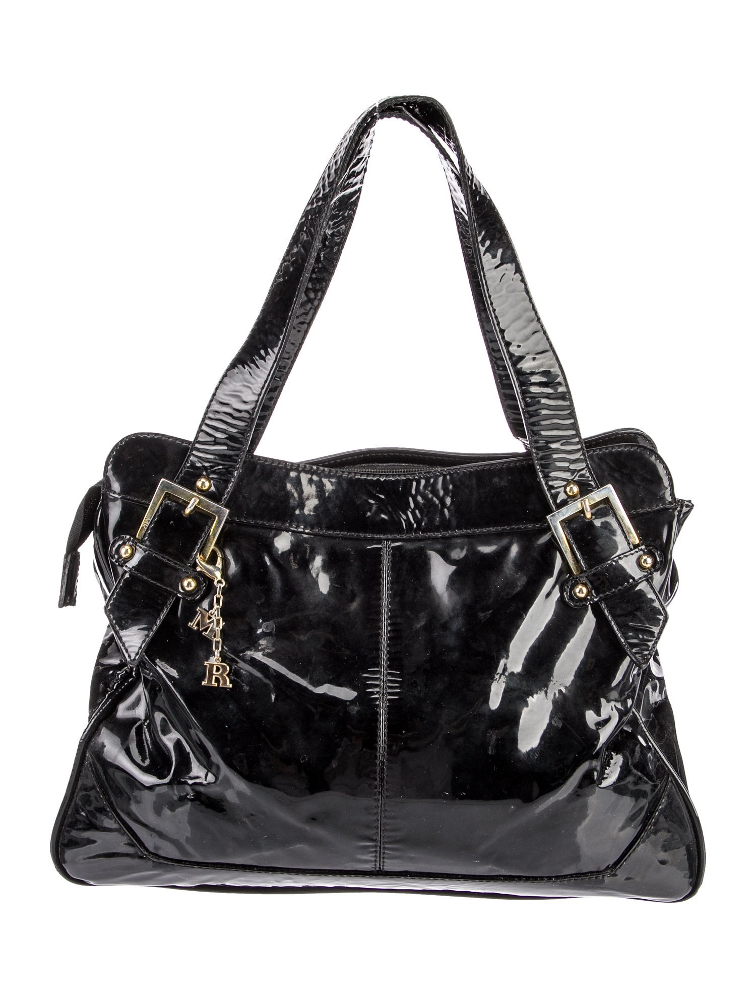 Marina Rinaldi Patent Leather Shoulder Bag - Black Shoulder Bags ...
