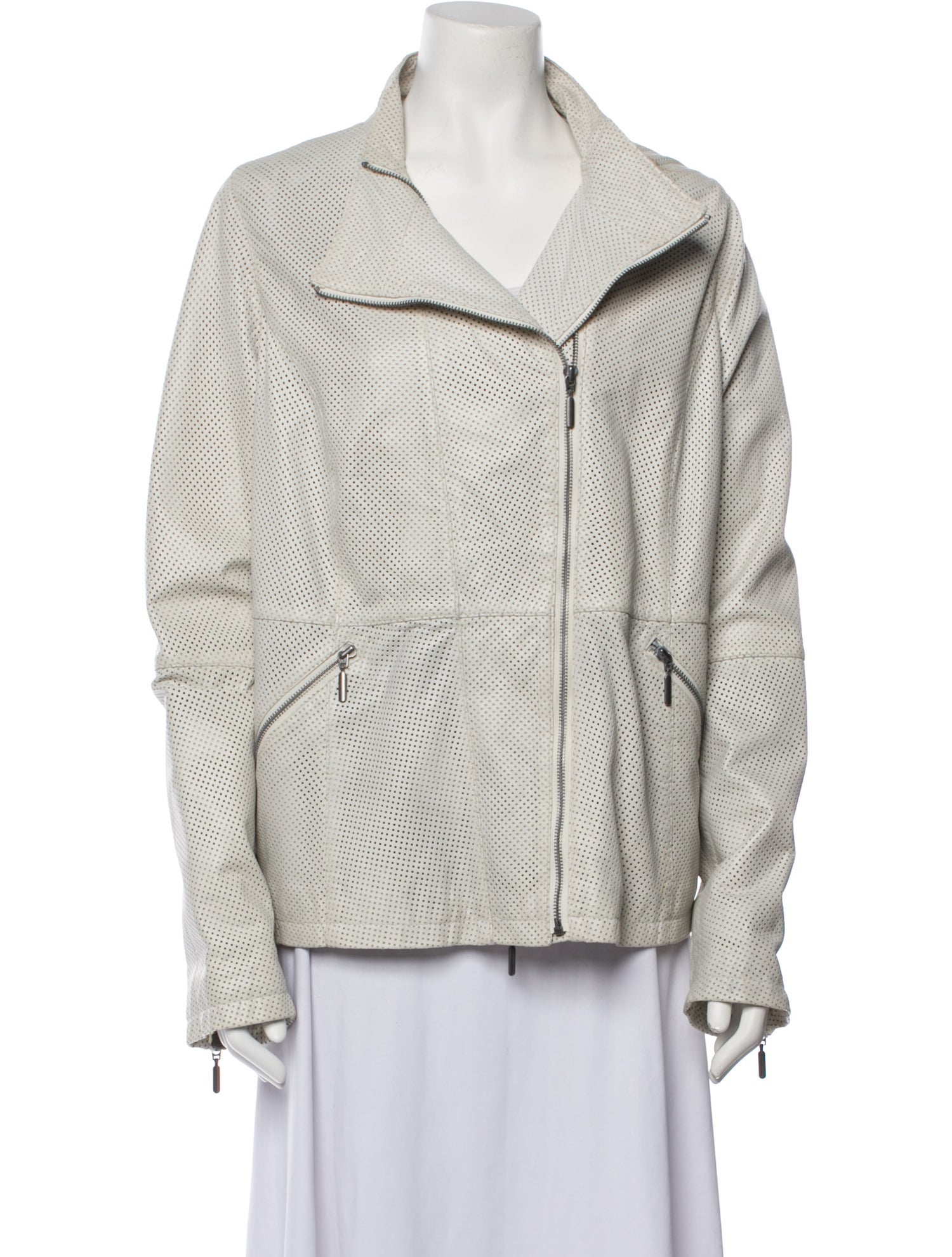 Marina Rinaldi Leather Jacket - Neutrals Jackets, Clothing - MARIN25642 ...