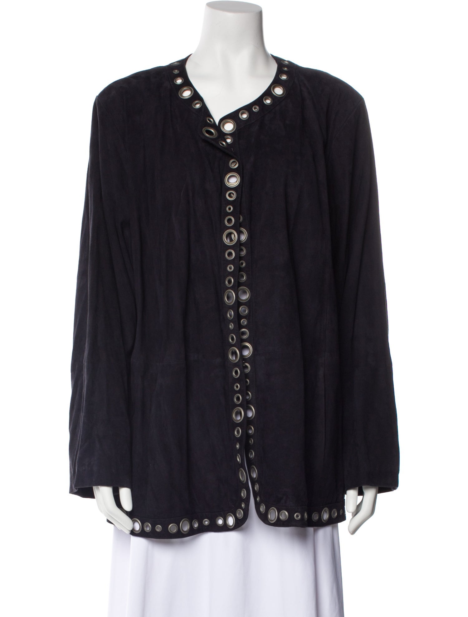 Marina Rinaldi Leather Coat - Blue Coats, Clothing - MARIN25798 | The ...